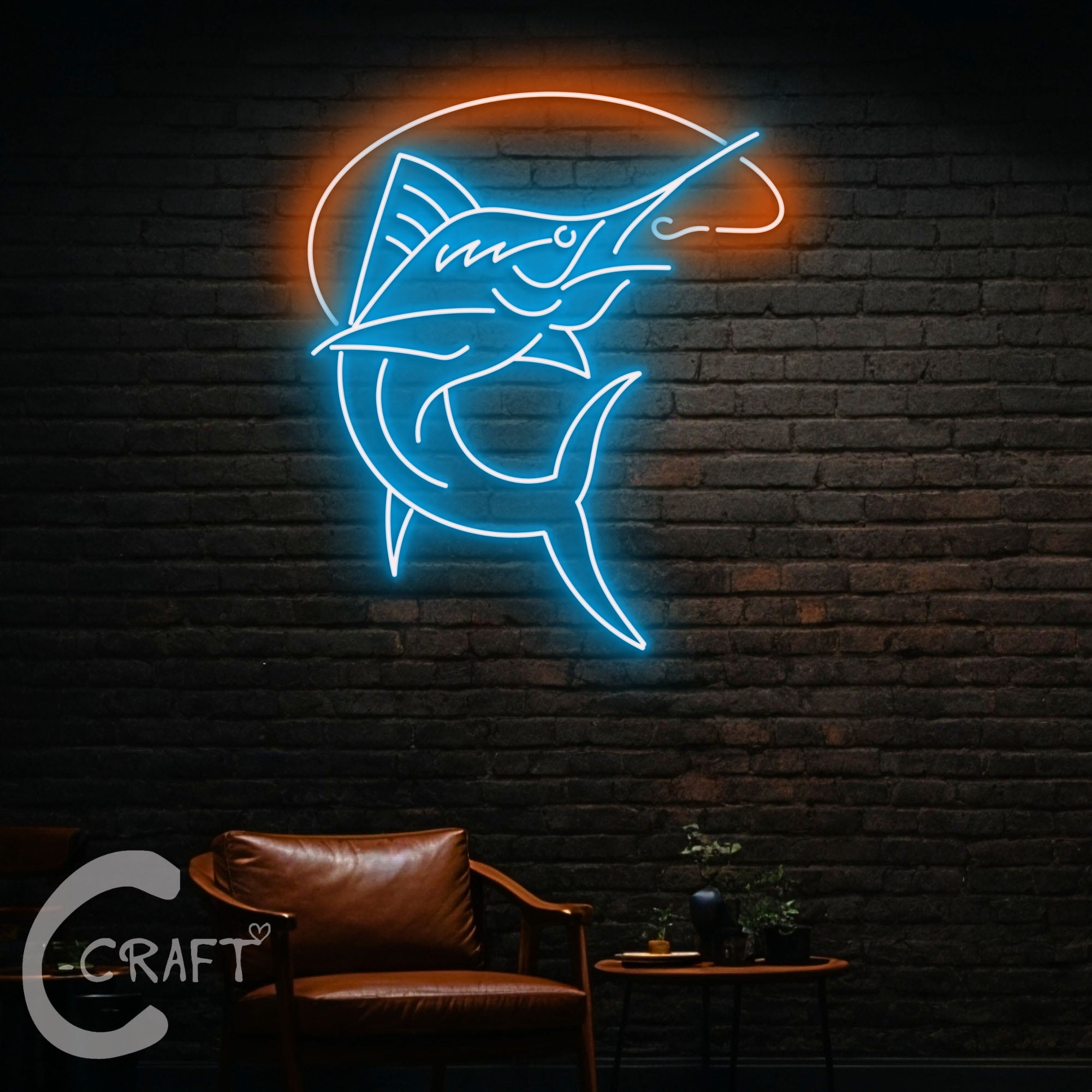 C-CRAFT Marlin Fish Fishing Neon Sign LED Light 30 inch for Seafood ...