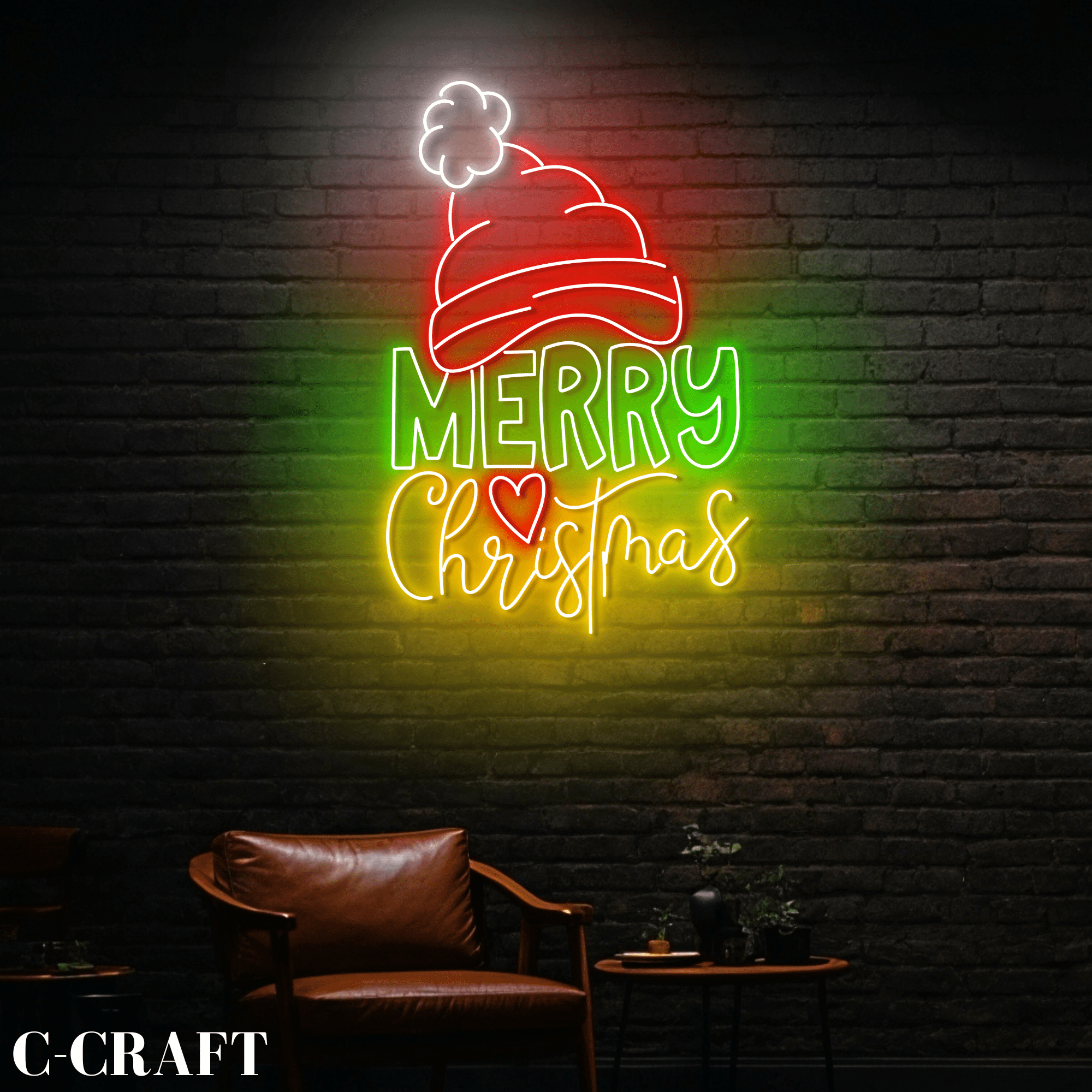 C-CRAFT Merry Christmas Neon Led Light Sign for Christmas Store Shop ...