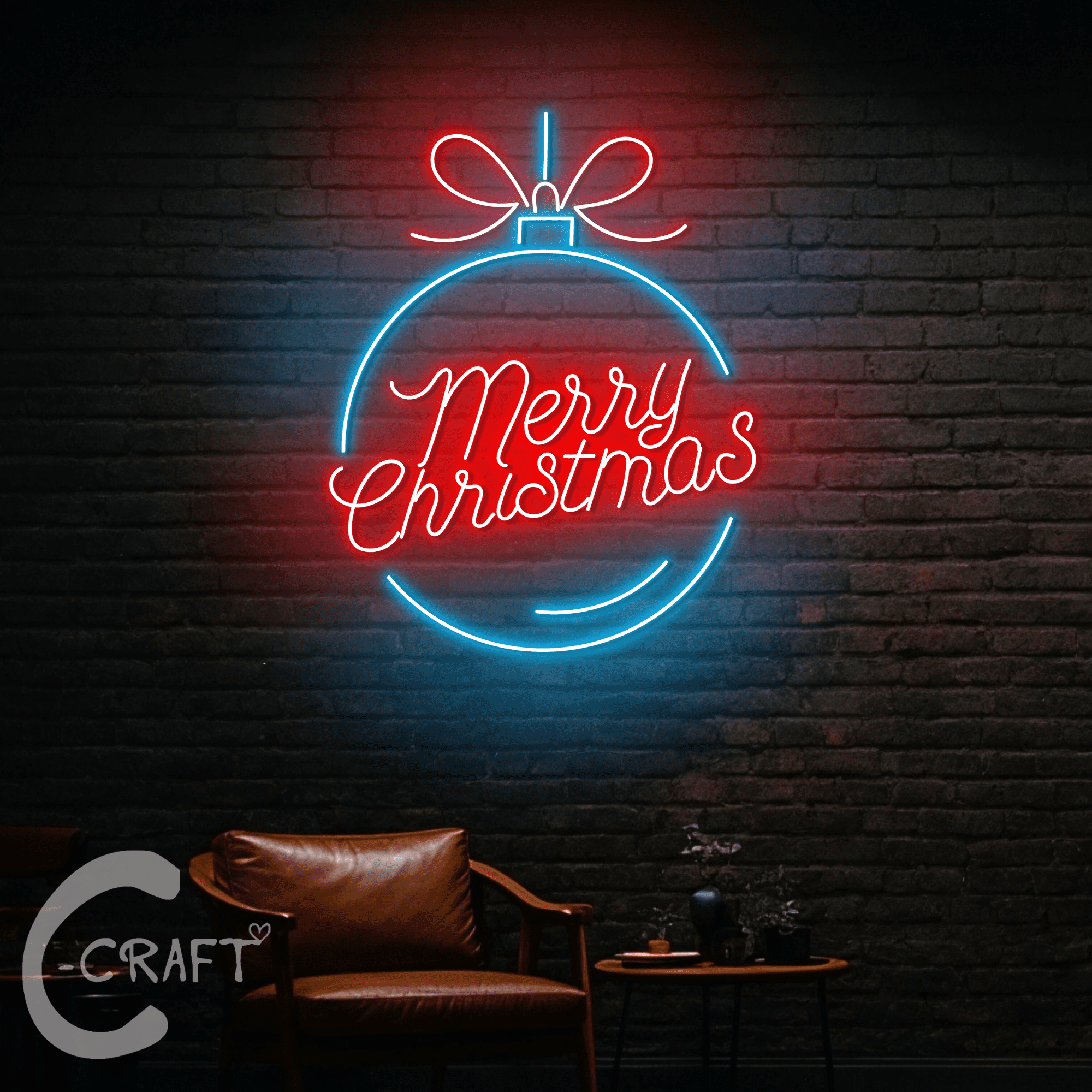 C-CRAFT Merry Christmas Ornament Neon Led Lights 30 inch for Store Shop ...