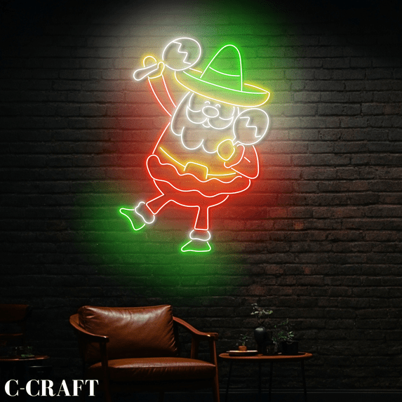 C-CRAFT Mexican Santa Neon Led Light Sign for Mexican Christmas Party ...
