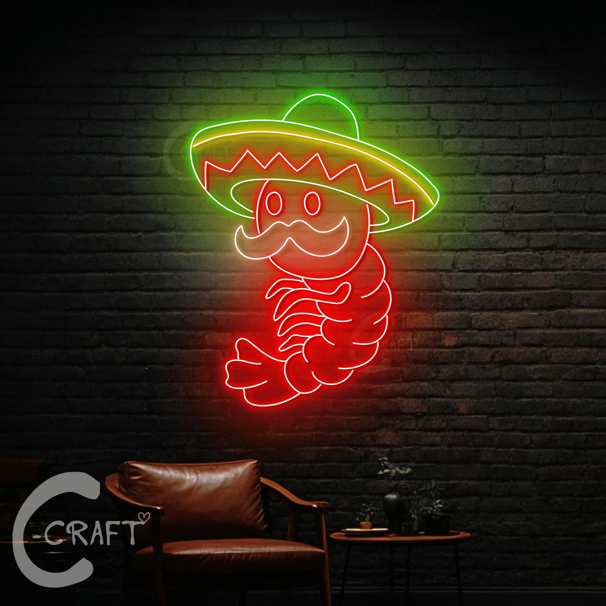 C-CRAFT Mexican Shrimp Neon Light Led Sign 35 inch for Shrimp ...