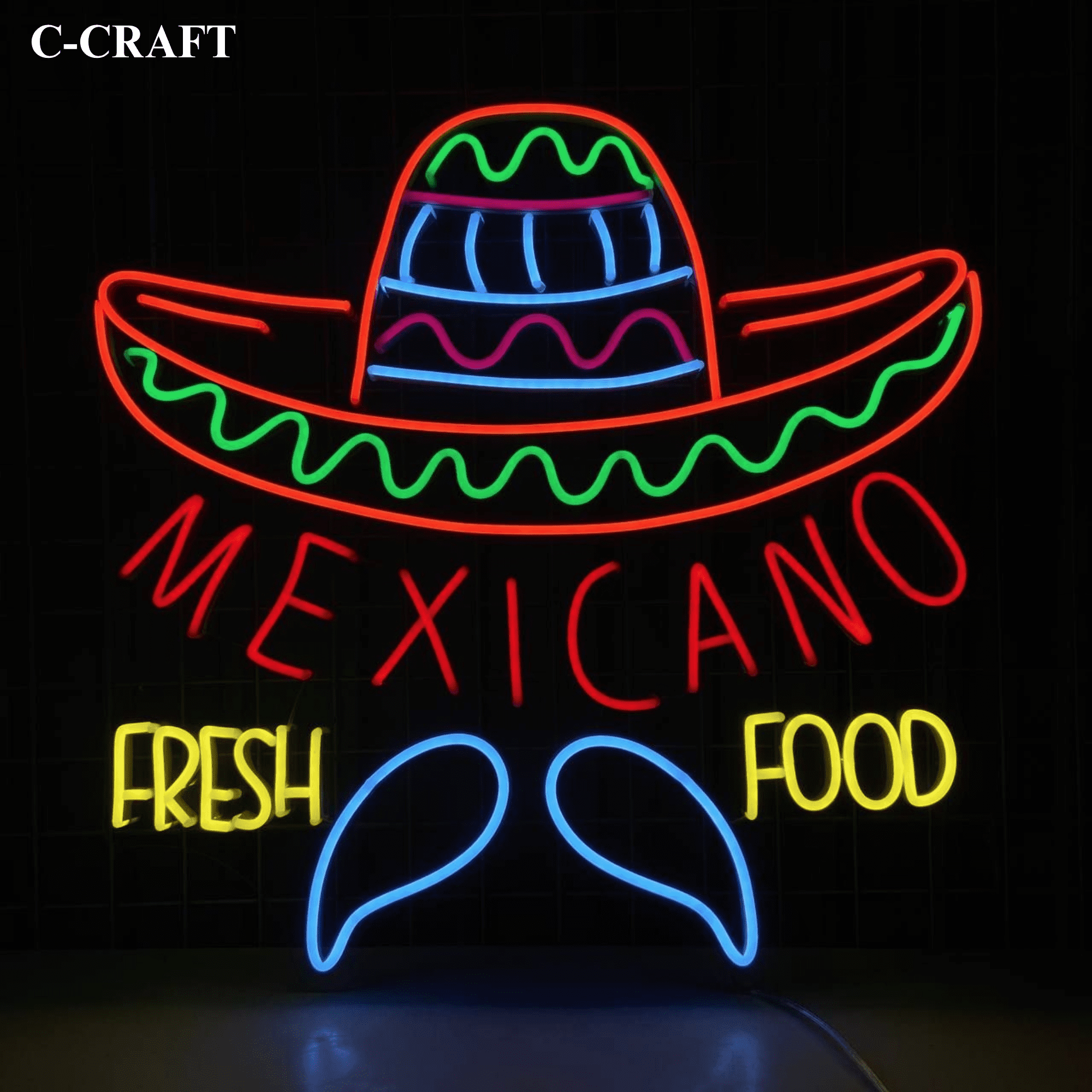 C-CRAFT Mexicano Fresh Food Neon LED Light Acrylic Wall Decorations For ...