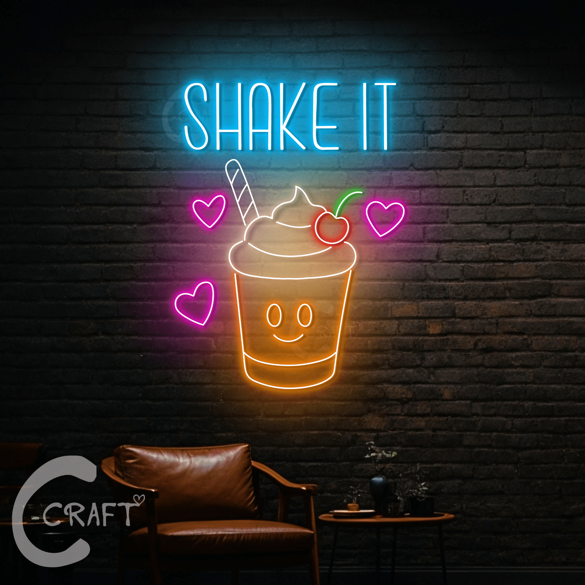 C-CRAFT Milkshake Neon Light Led Sign 30 inch for Milkshake Bar Wall ...