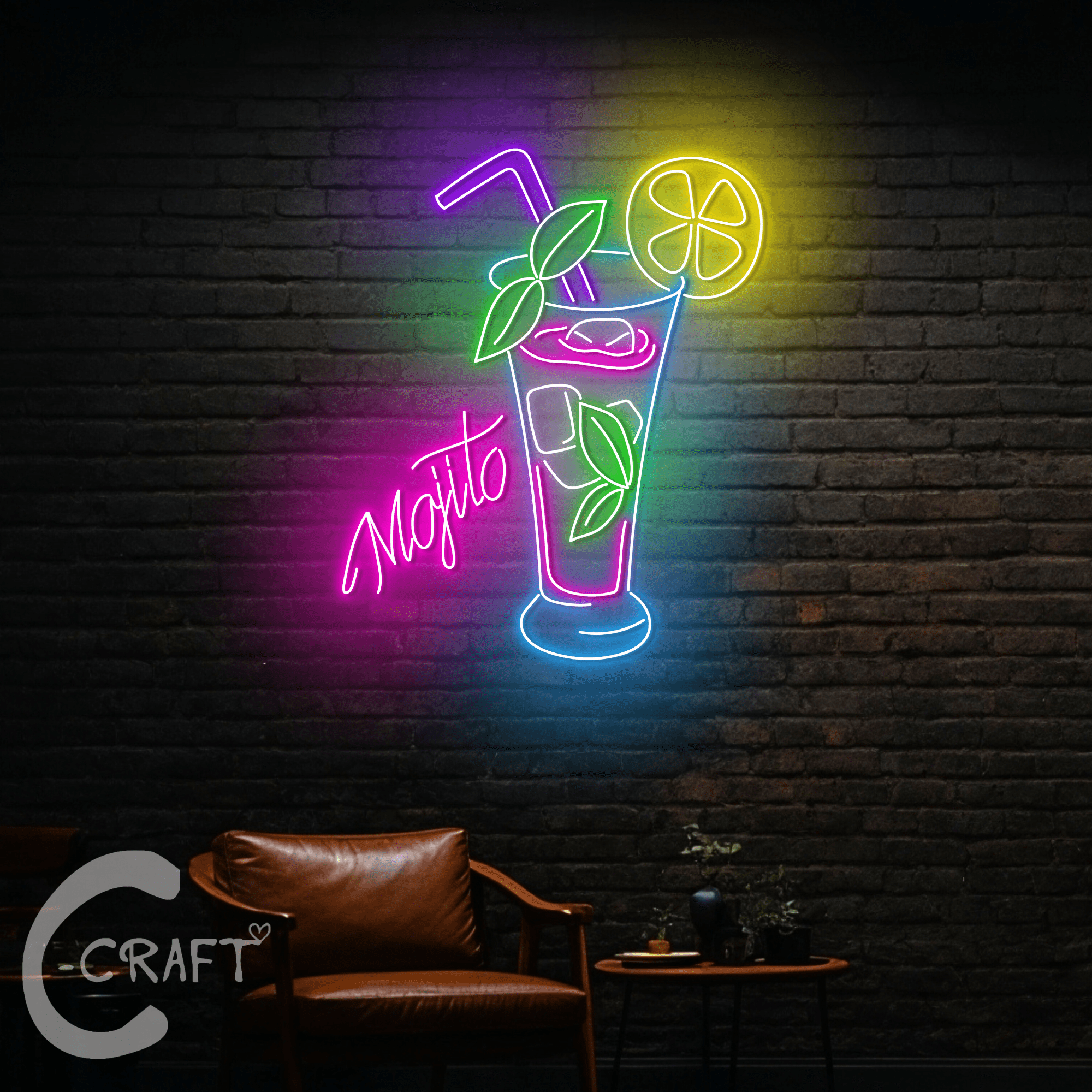 C-CRAFT Mojito Glass Led Wall Art Neon Light For Cocktail Bar Wall ...