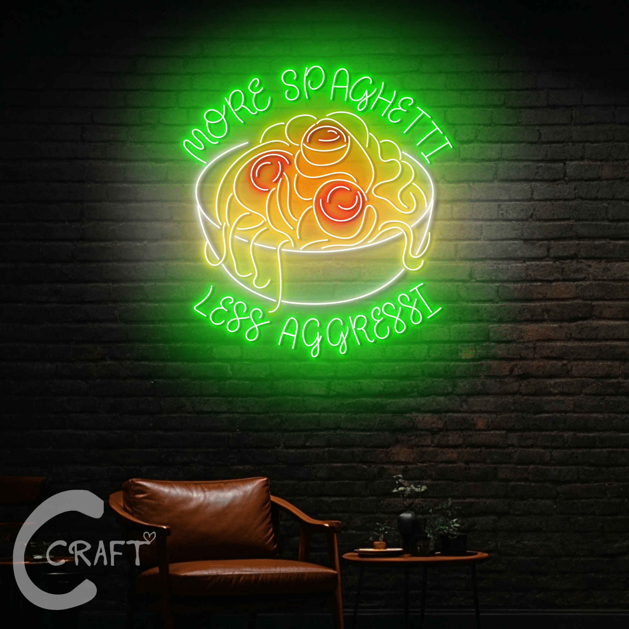 C-CRAFT More Spaghetti Less Aggressi Neon Led Light Up 27 inch for ...