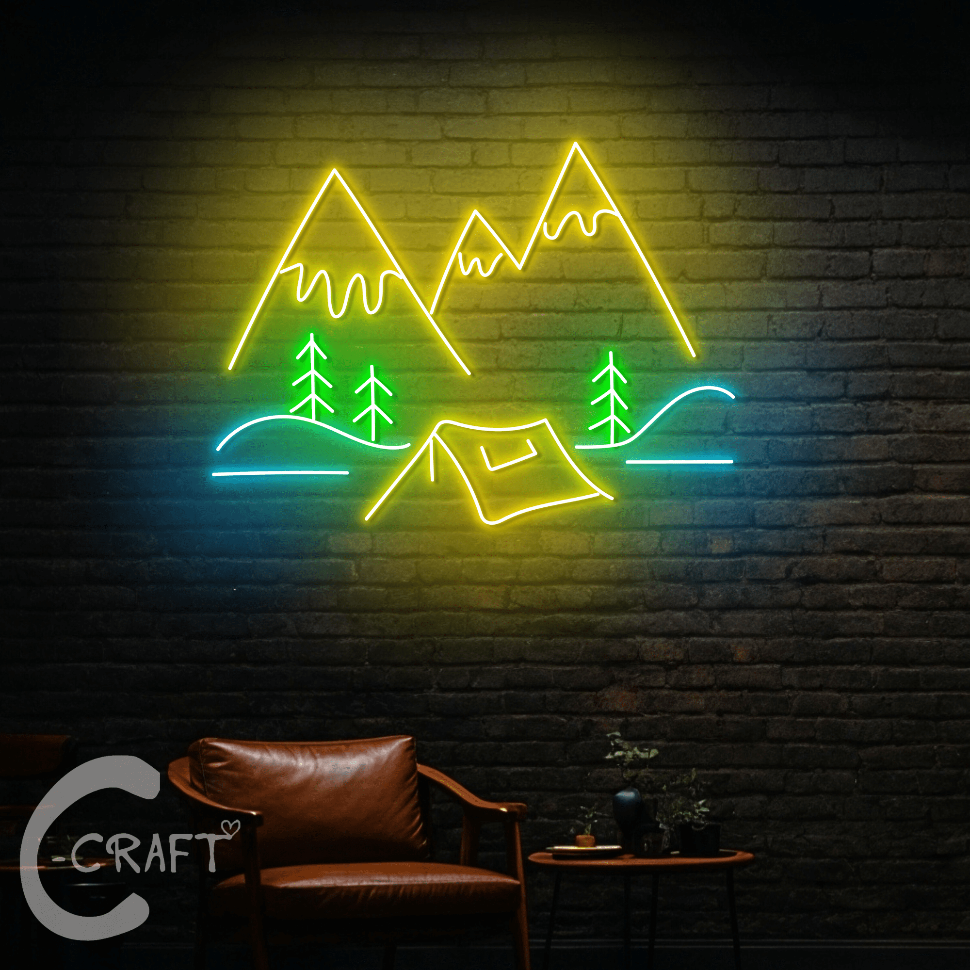 C-CRAFT Mountain Camping Neon Led Lights 25 inch for Home Living Room ...
