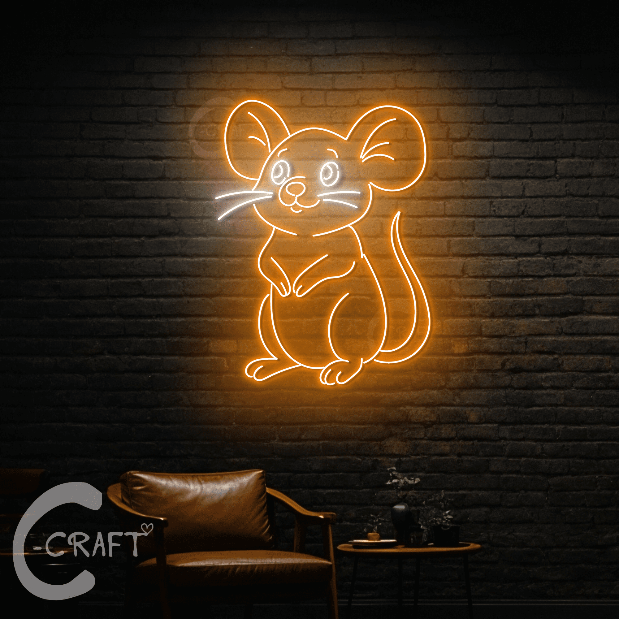 C-CRAFT Mouse Neon Sign Led Light Up 27 inch for Kids Room Wall Art ...