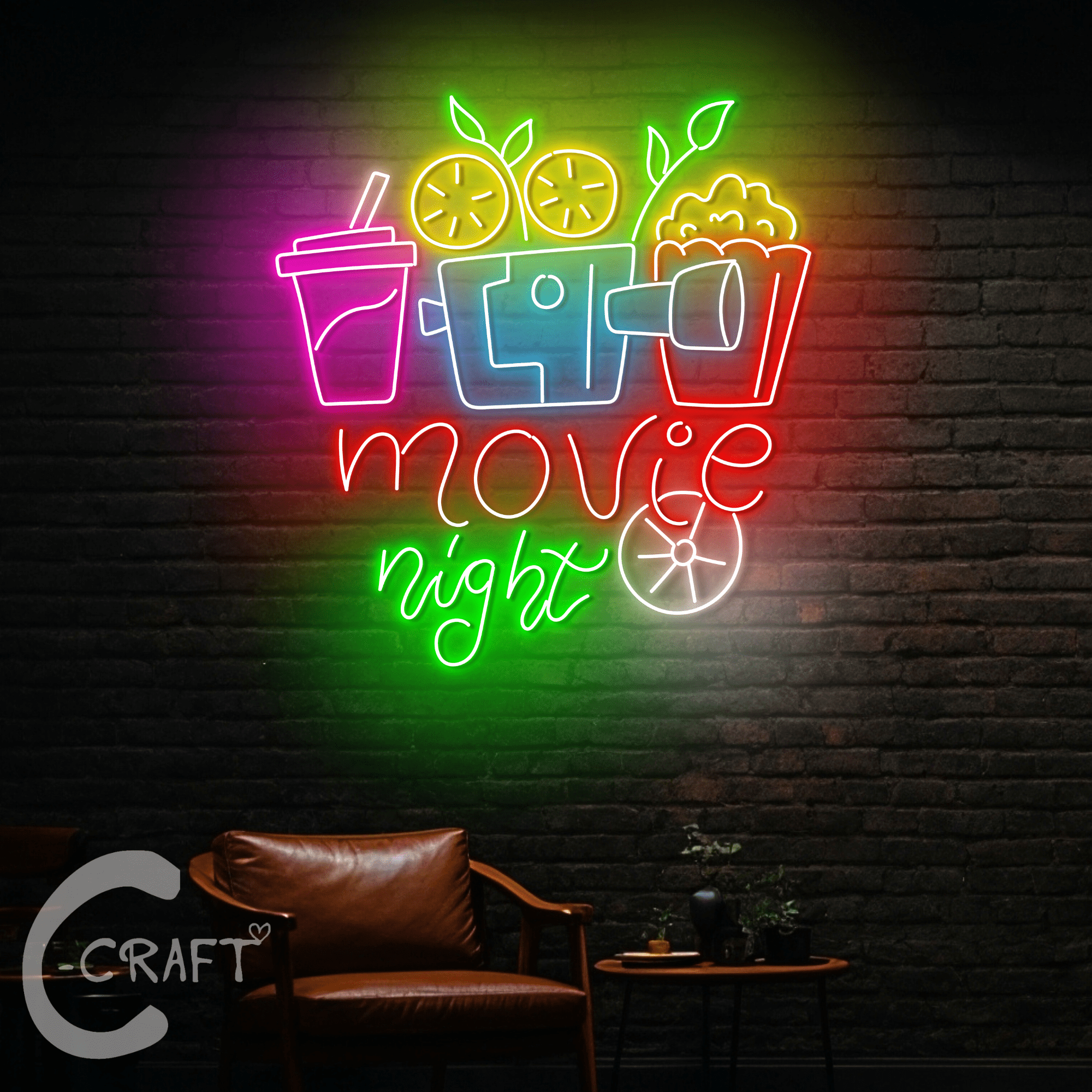 C-CRAFT Movie Night Neon Led Light Up 25 inch for Cinema Movie Theatre ...