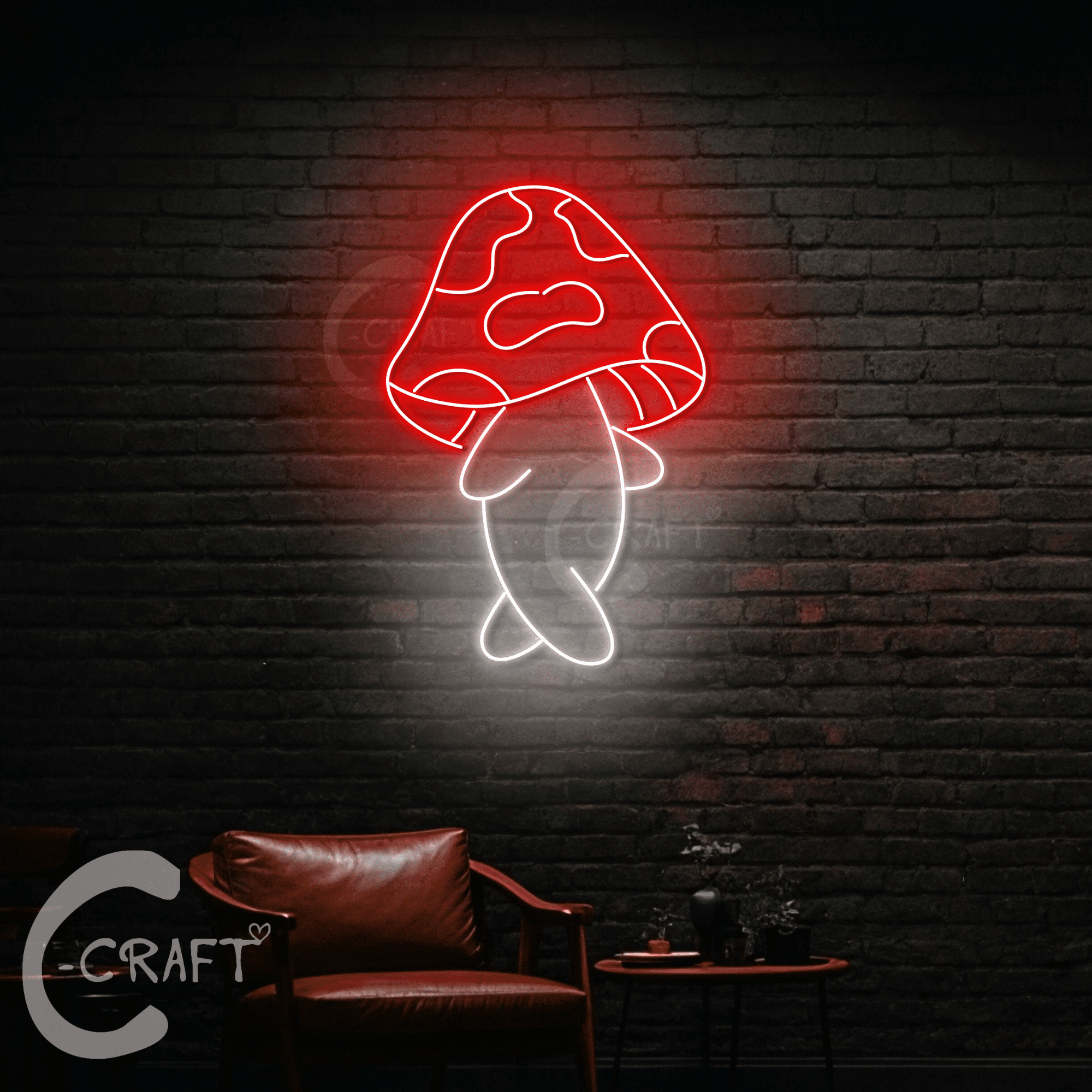 C-CRAFT Mushroom Neon Sign Led Light Up 35 inch for Mushroom Veggies ...