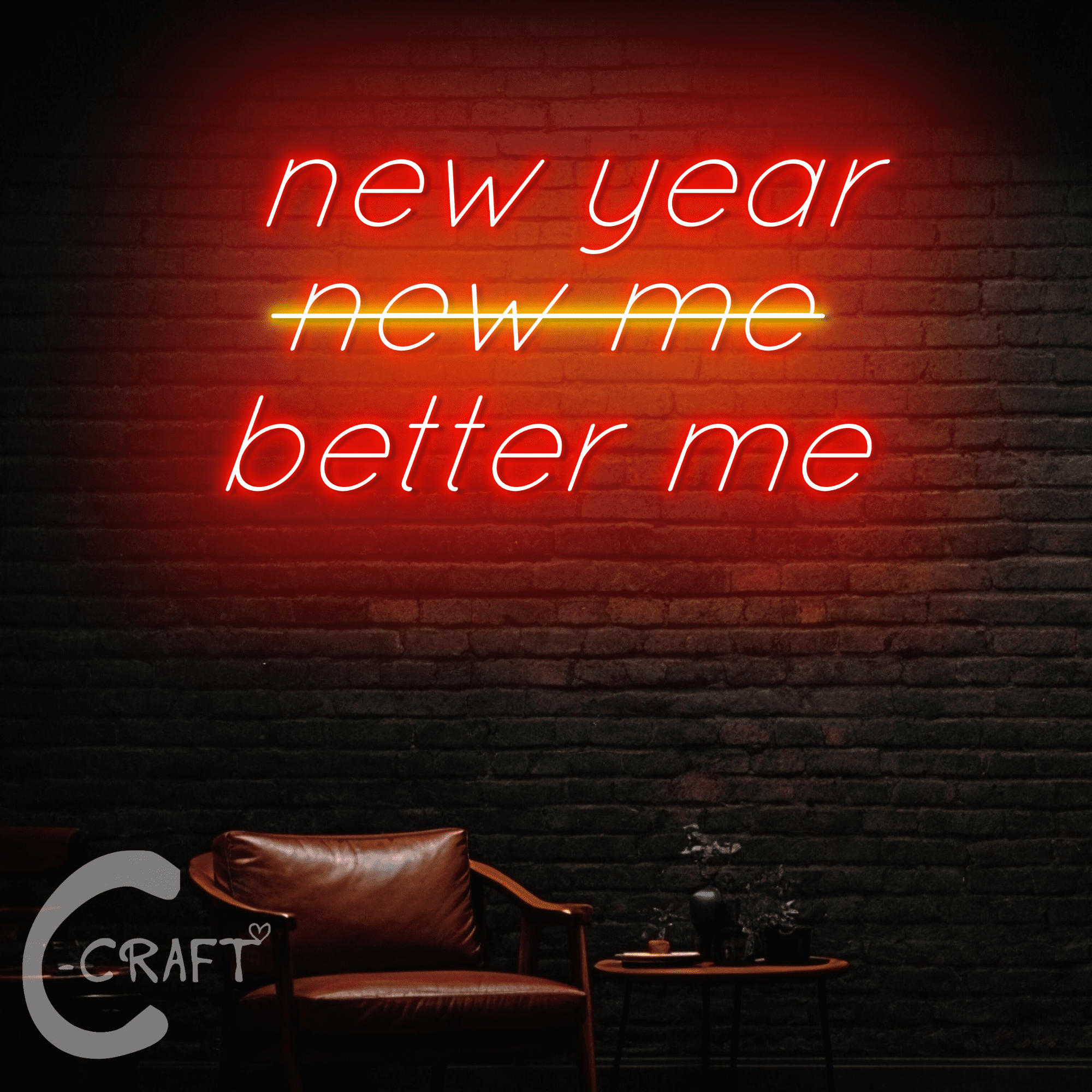 C-CRAFT New Year Better Me Neon Led Light Up 18 inch for Home Living ...