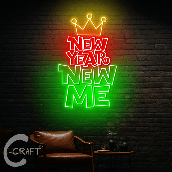 C-CRAFT New Year New Me Neon Led Light Up 40 inch for Home Bar Bedroom ...