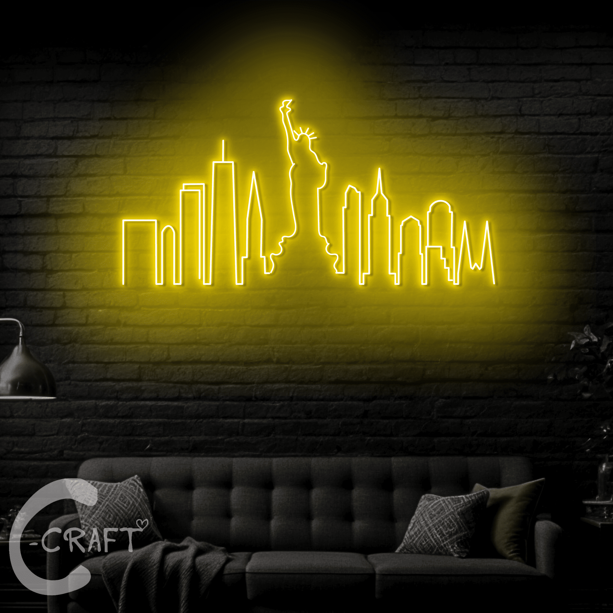 C-CRAFT New York USA Skyline Neon Led Light Up 35 inch for Home Living ...