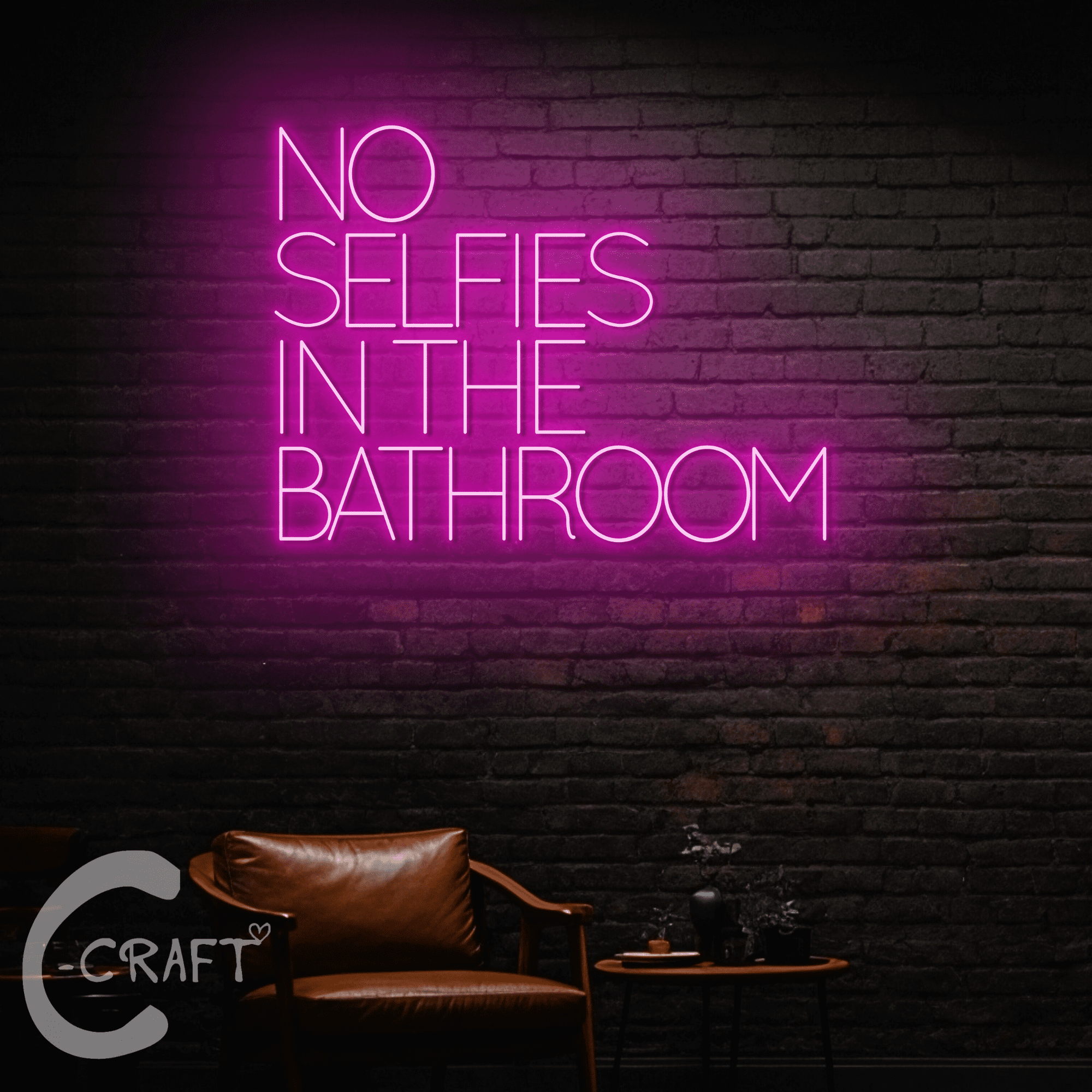 C-CRAFT No Selfies In The Bathroom Neon Led Light Up 20 inch for Toilet ...