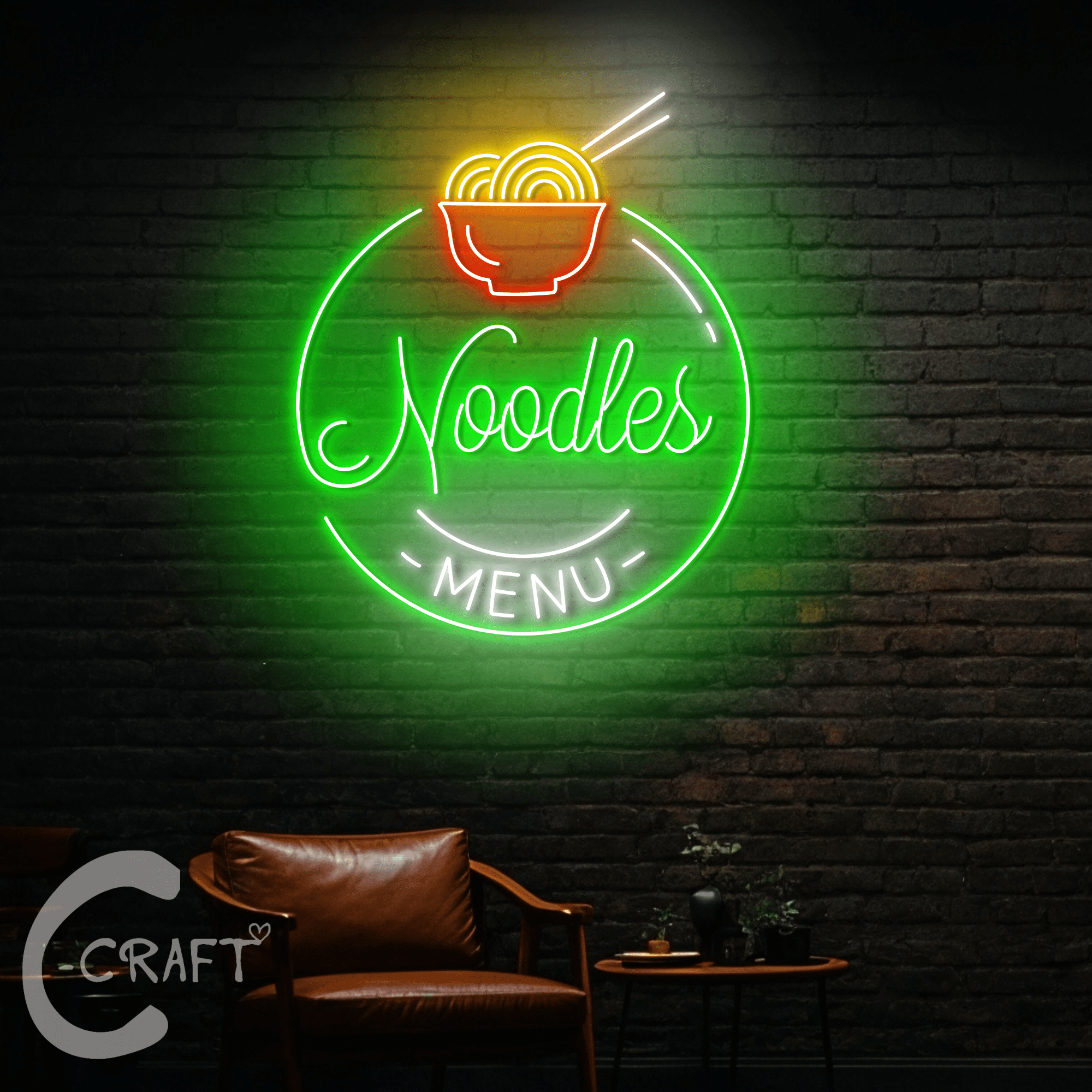 C-CRAFT Noodles Menu Neon Sign LED Light 23 inch for Noodles Ramen Shop ...