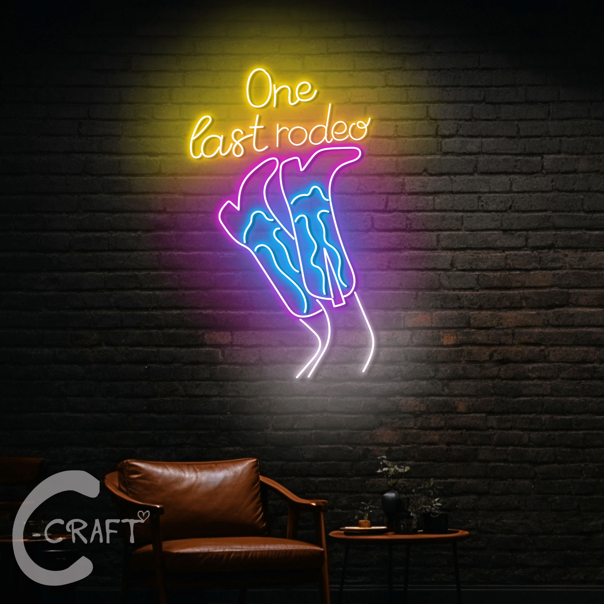 C-CRAFT One Last Rodeo Neon Led Lights 27 inch for Cowboy Bar & Cowgirl ...