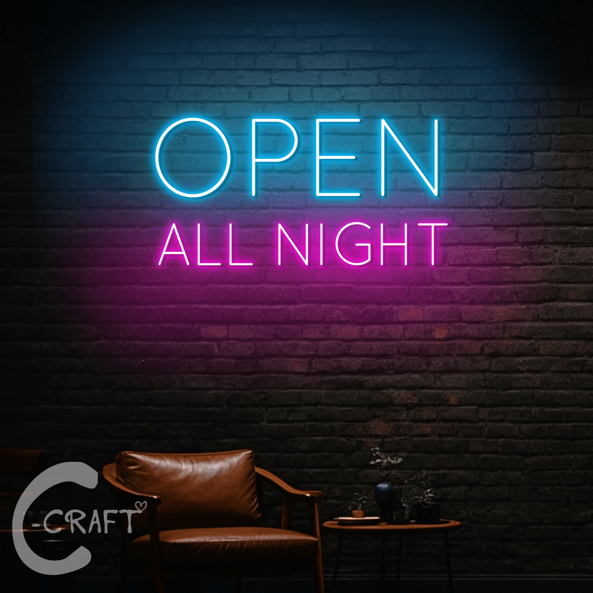 C-CRAFT Open All Night Neon Led Light Up 33 inch for Bar Pub Wall Decor ...