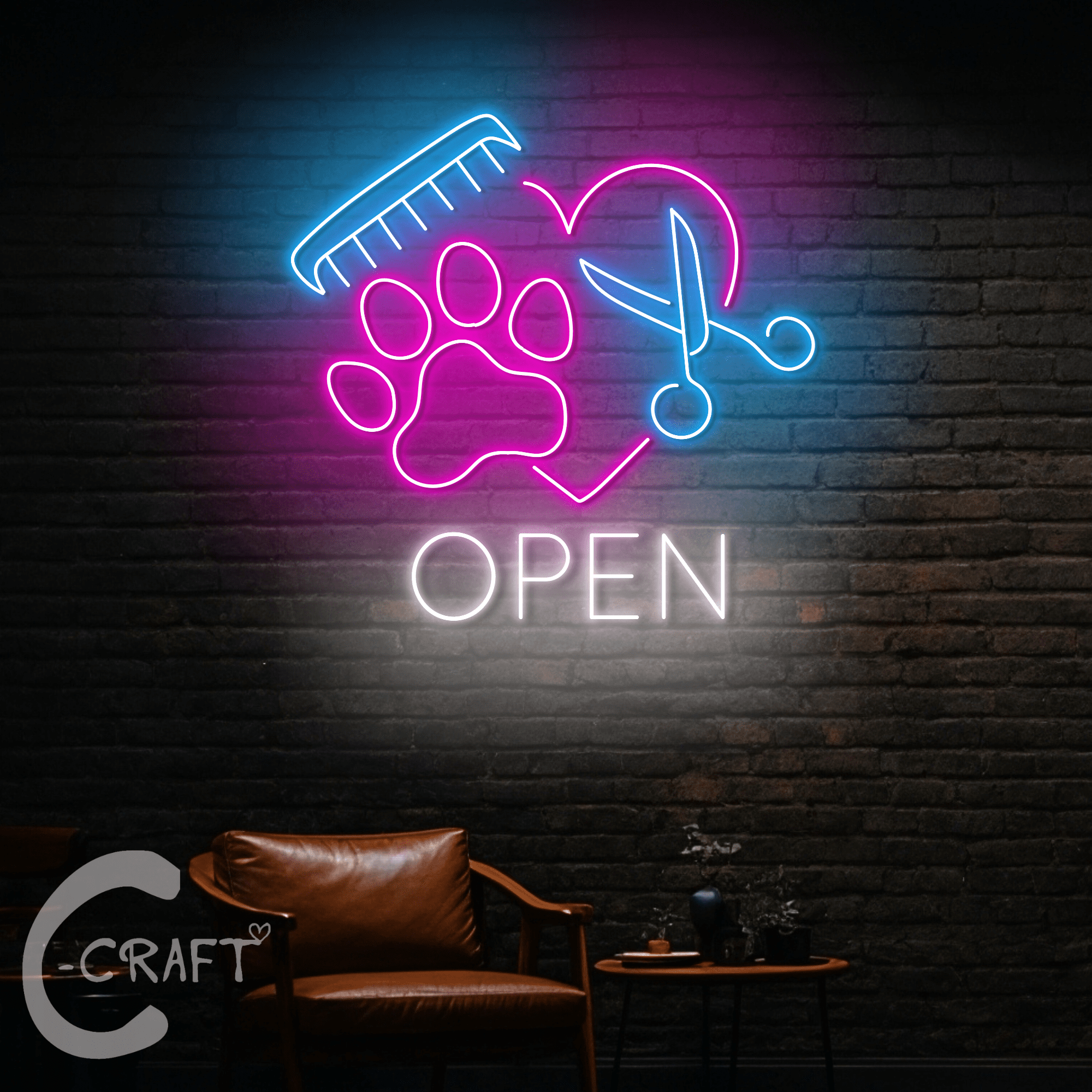 C-CRAFT Open Neon Led Lights 30 inch for Pet Grooming Spa Salon Decor ...