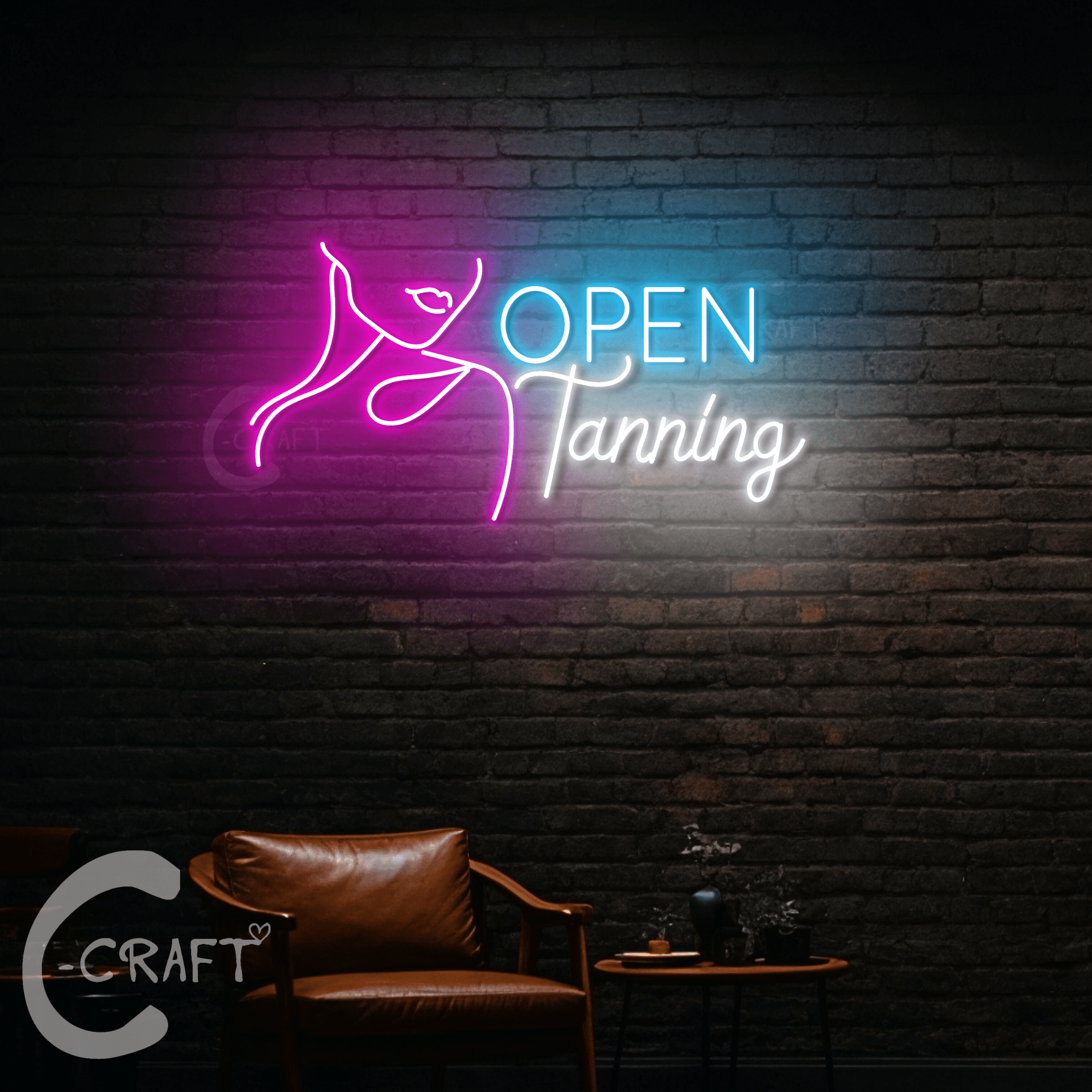 C-CRAFT Open Tanning Neon Light Led Sign 35 inch for Tanning Beauty ...