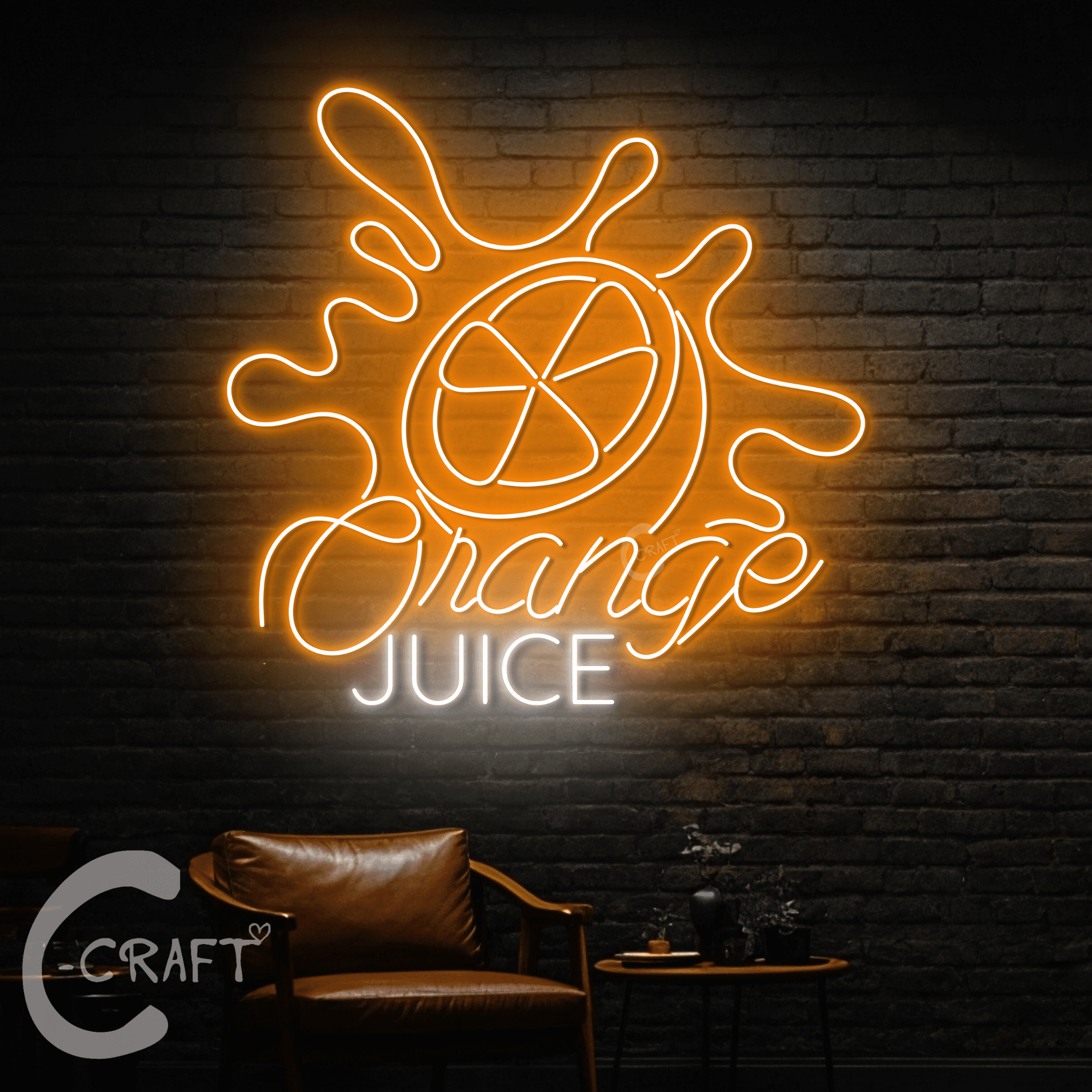 C-CRAFT Orange Juice Led Neon Sign 25 inches for Beverage Store Wall ...