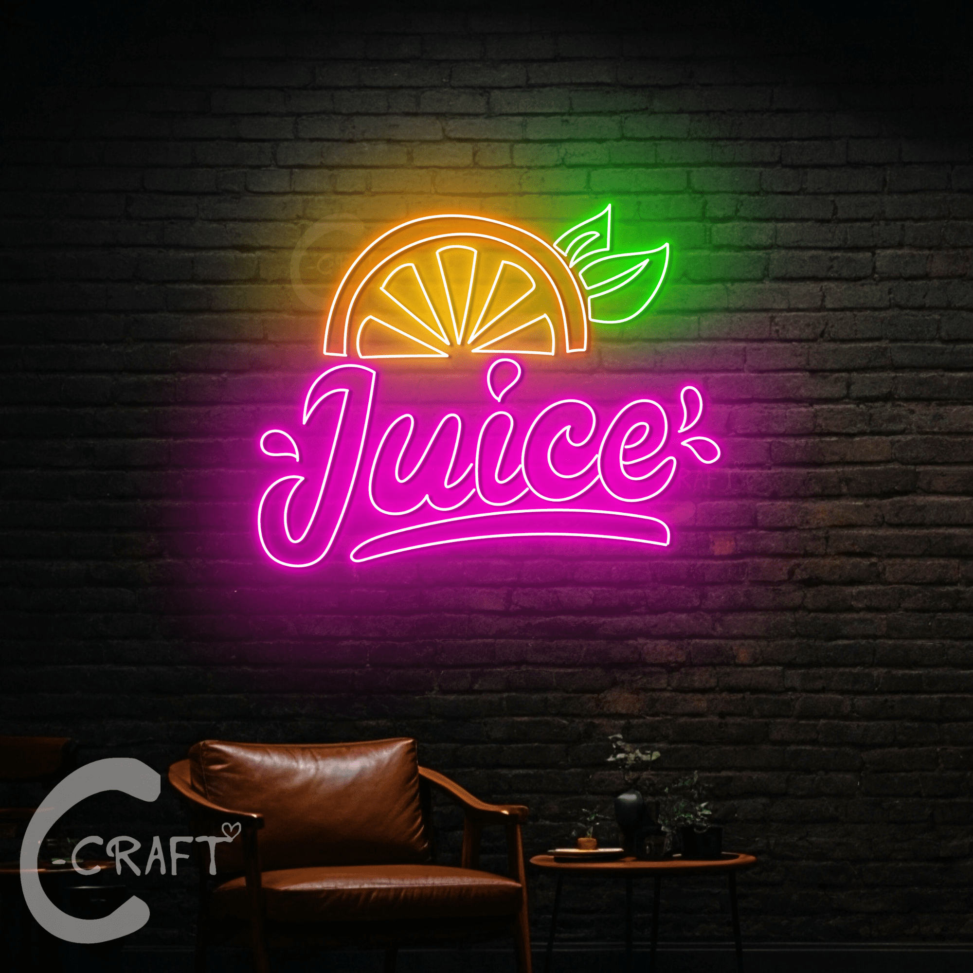 C-CRAFT Orange Juice Neon Sign Led Light Up 40 inch for Juice Store ...
