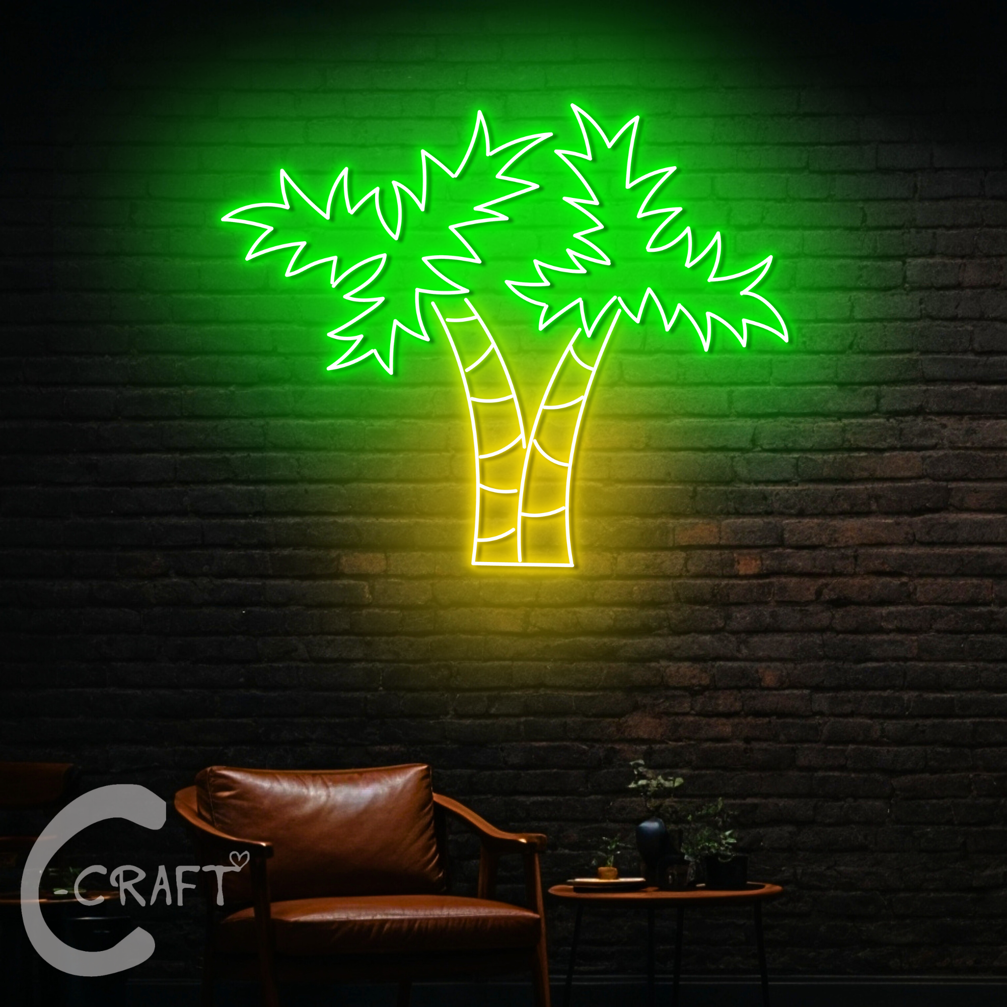 C-CRAFT Palm Tree Neon Led Lights 25 inch for Home Living Room Bedroom ...