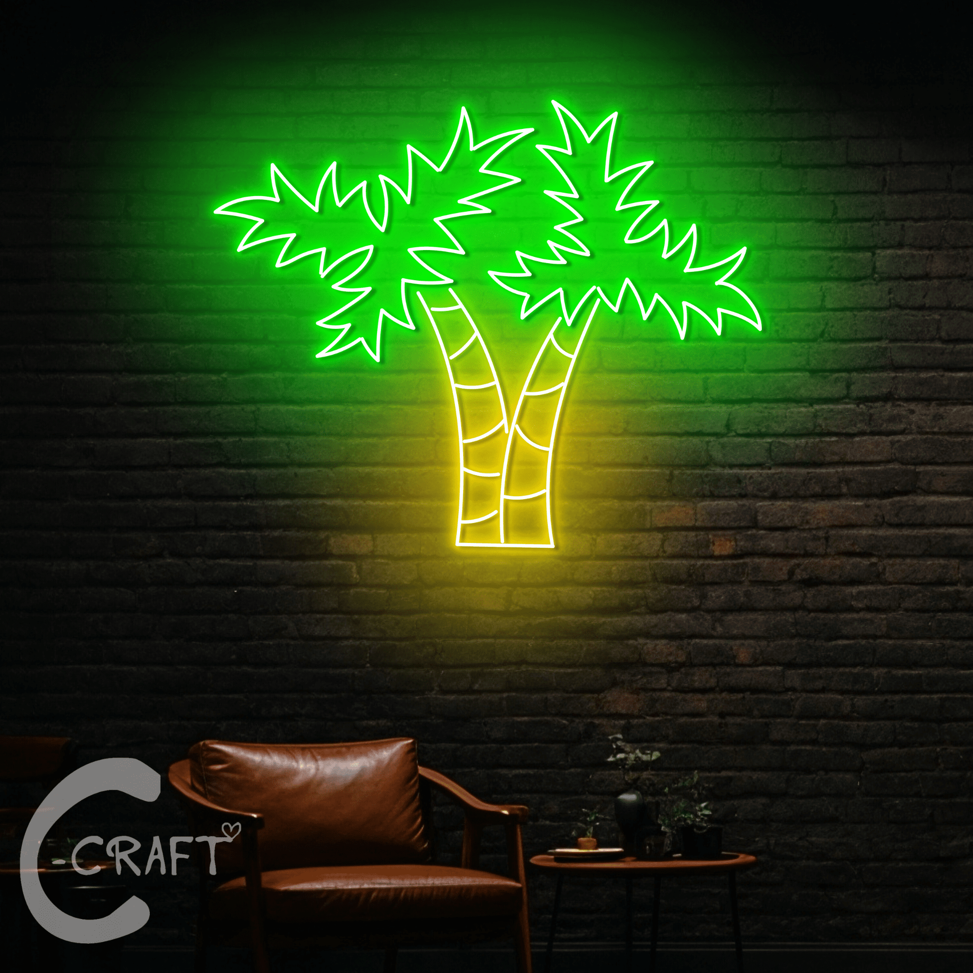 C-CRAFT Palm Tree Neon Led Lights 38 inch for Home Living Room Bedroom ...