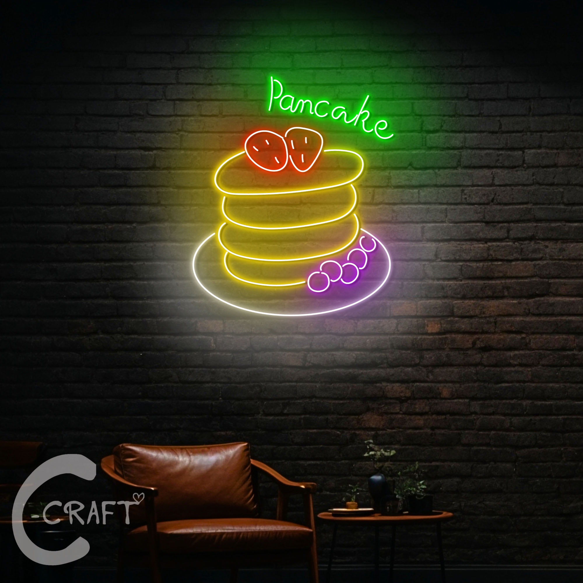 C-CRAFT Pancake Led Light Up 35 inch for Pancake Shop Wall Decor ...