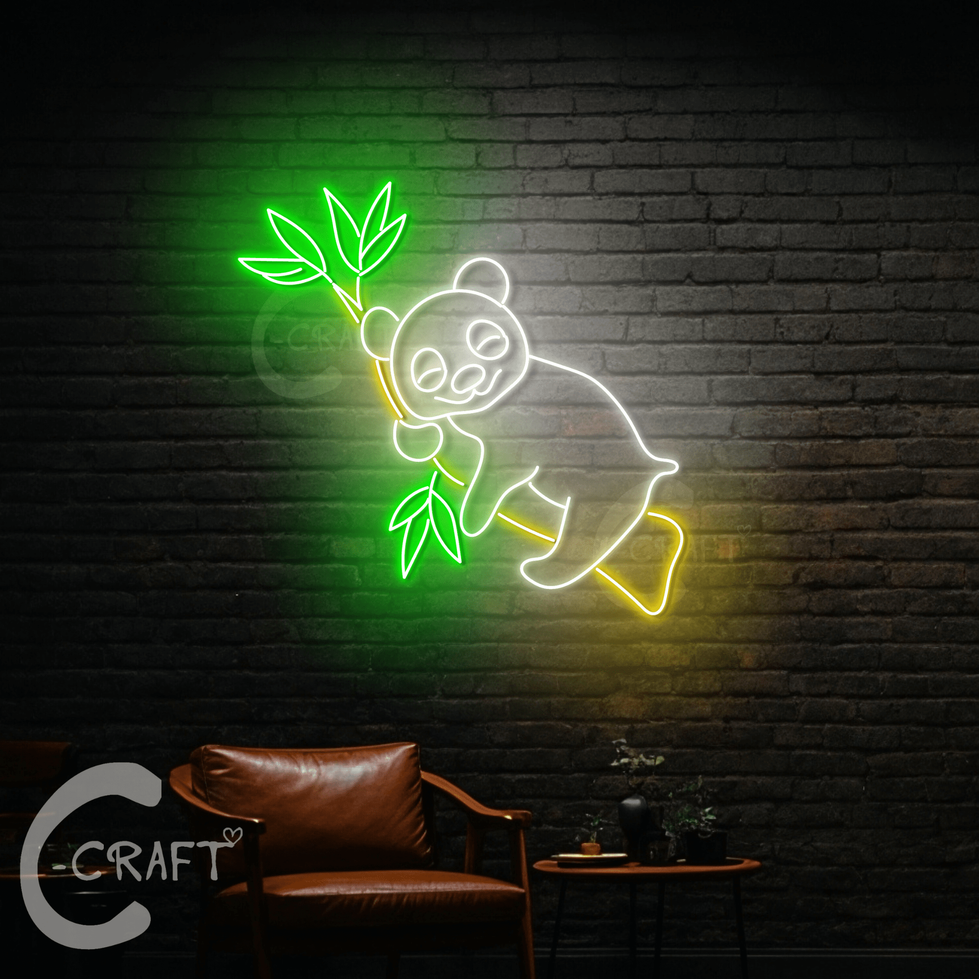 C-CRAFT Panda Neon Sign Led Light Up 40 inch for Kids Room Wall Art ...