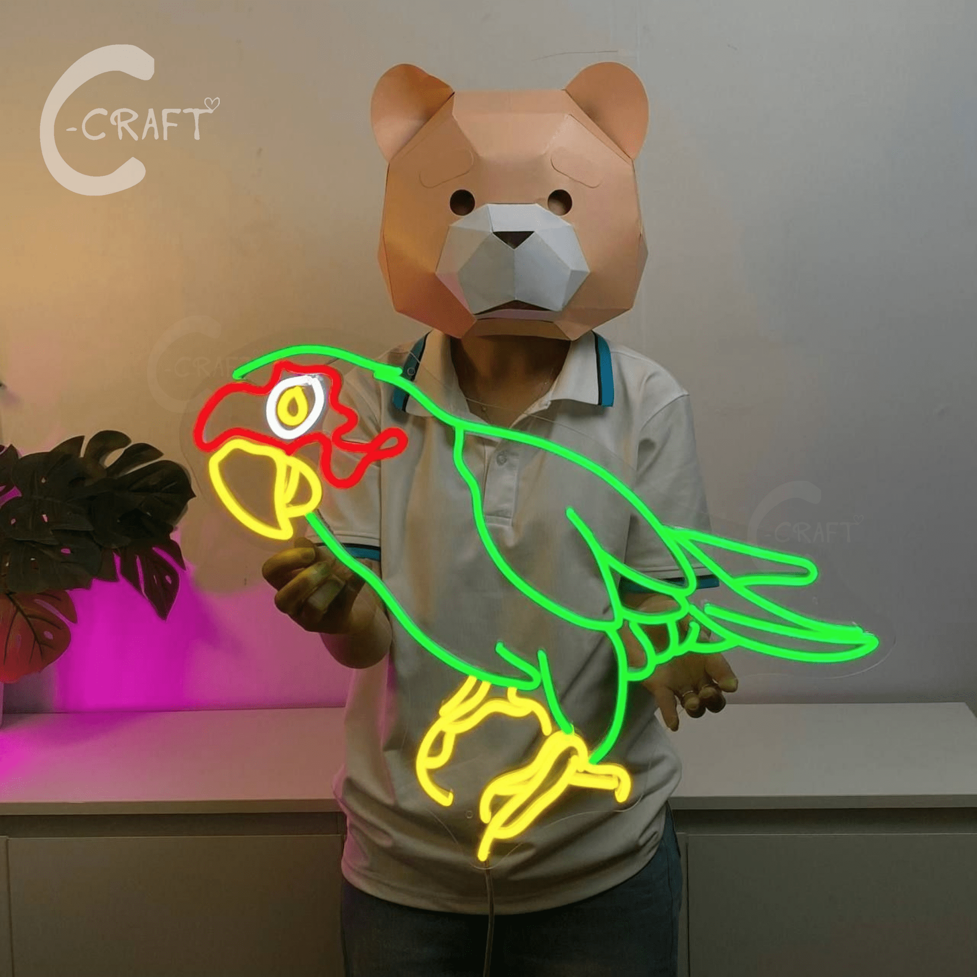 C-CRAFT Parrot Neon Sign Led Light Up 33 inch for Parrot Bird Shop Wall ...