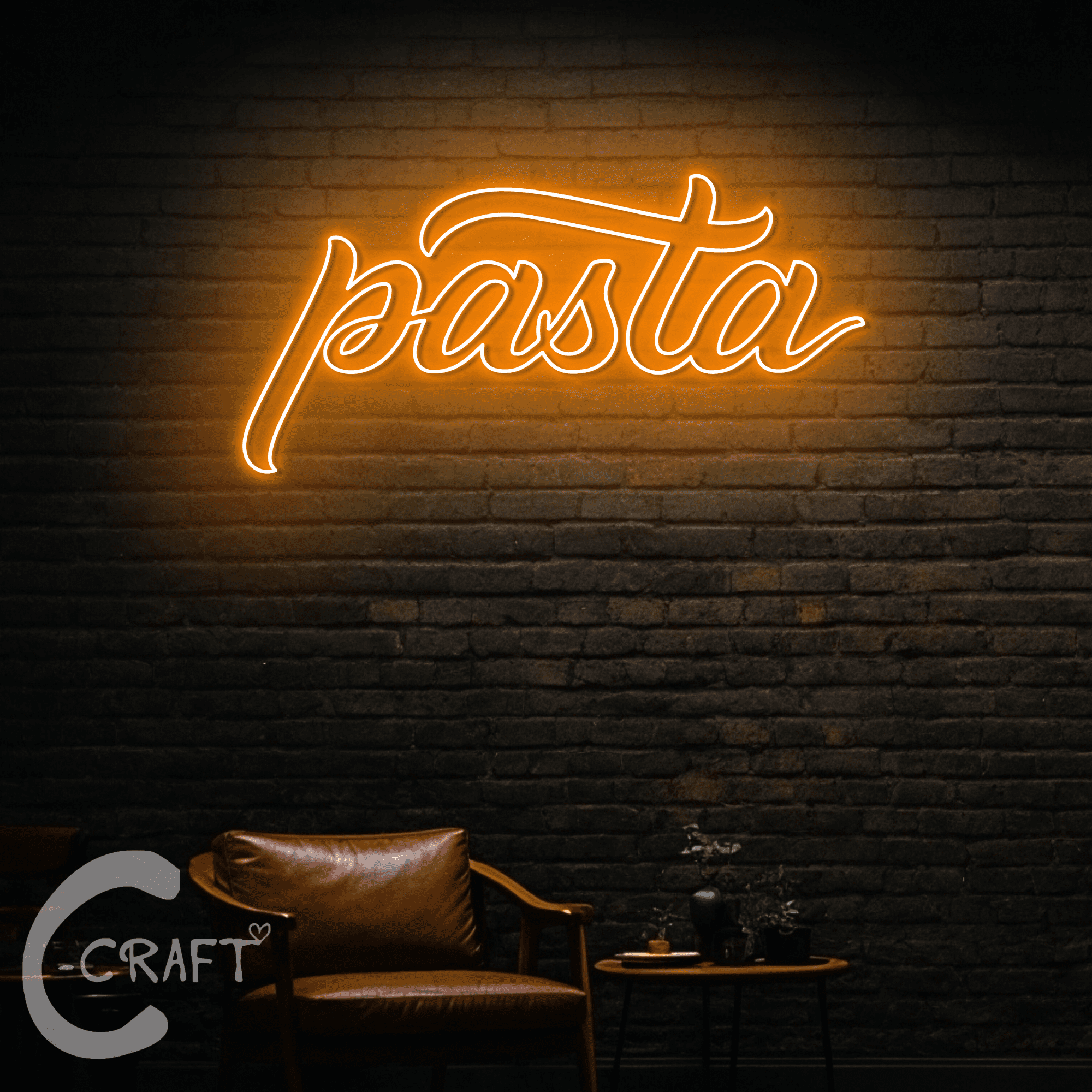 C-CRAFT Pasta Neon Led Light Up 33 inch for Open Italian Pasta ...