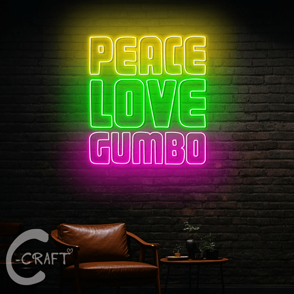 C-CRAFT Peace Love Gumbo Neon Led Light Up 27 inch for Gumbo Restaurant ...