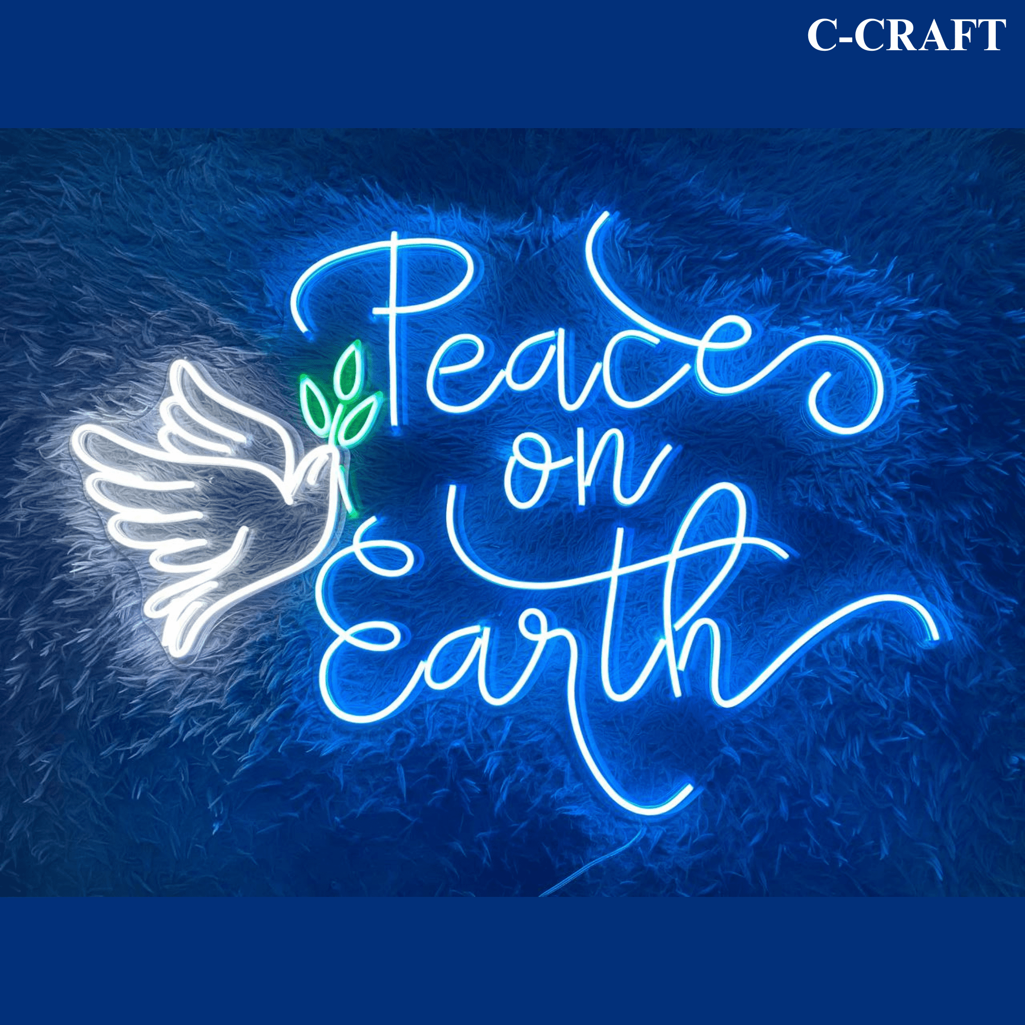 C-CRAFT Peace On Earth Dove Christmas Neon Sign LED Light 25 inch for ...