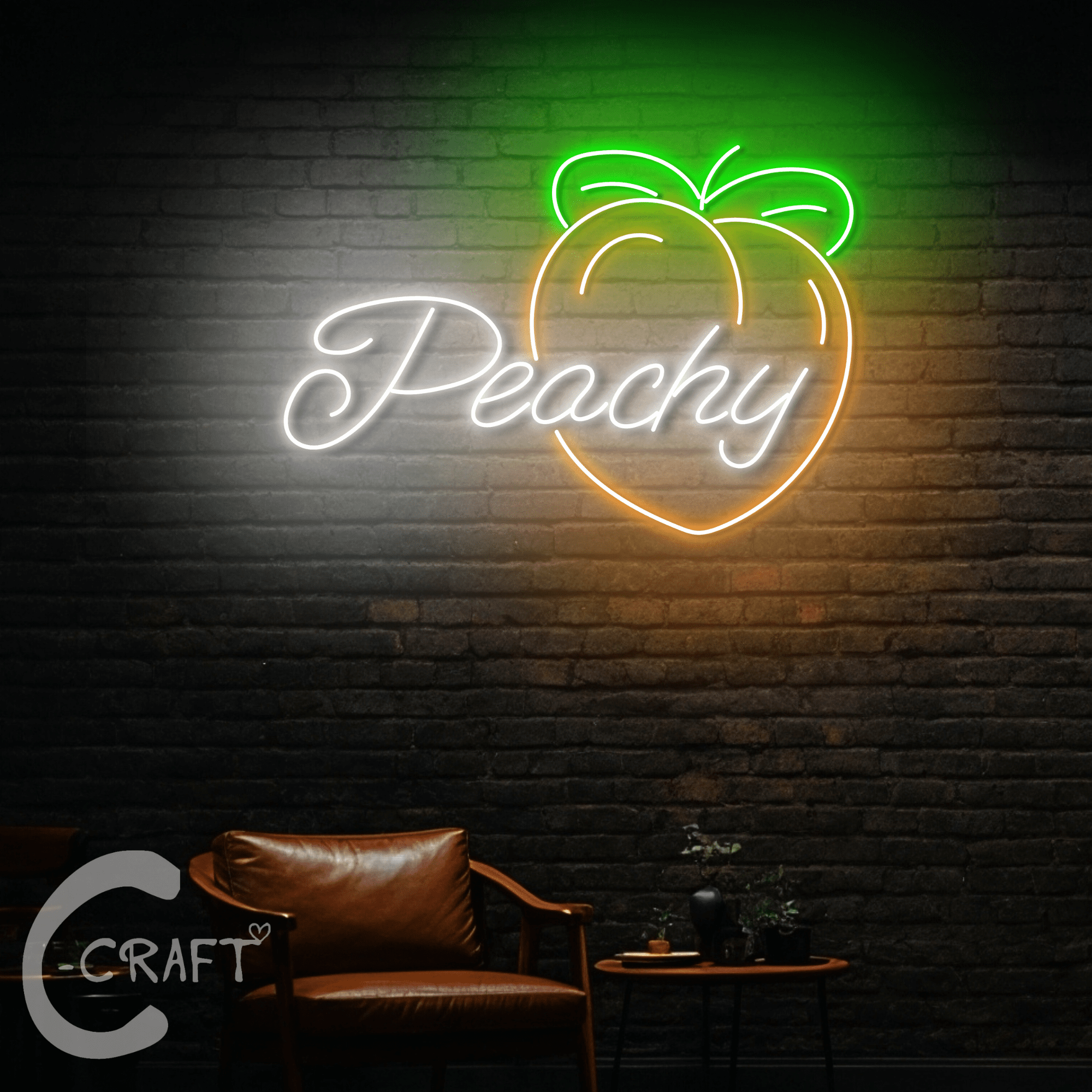C-CRAFT Peachy Neon Led Lights 25 inch for Peach Fruit Shop Decor ...