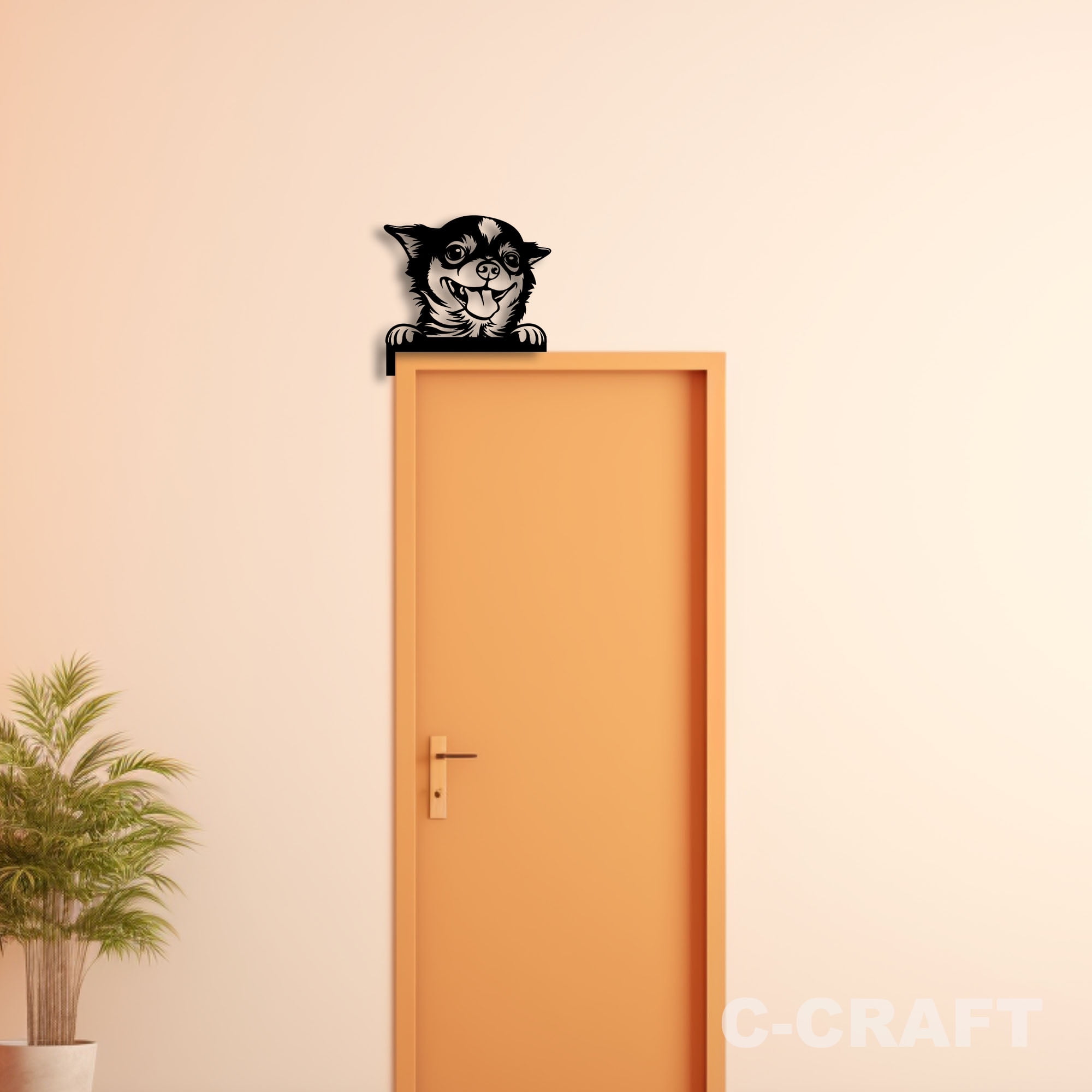 C-CRAFT Peeking Chihuahua Dog Metal Decorative Door Corner 8 inch For ...