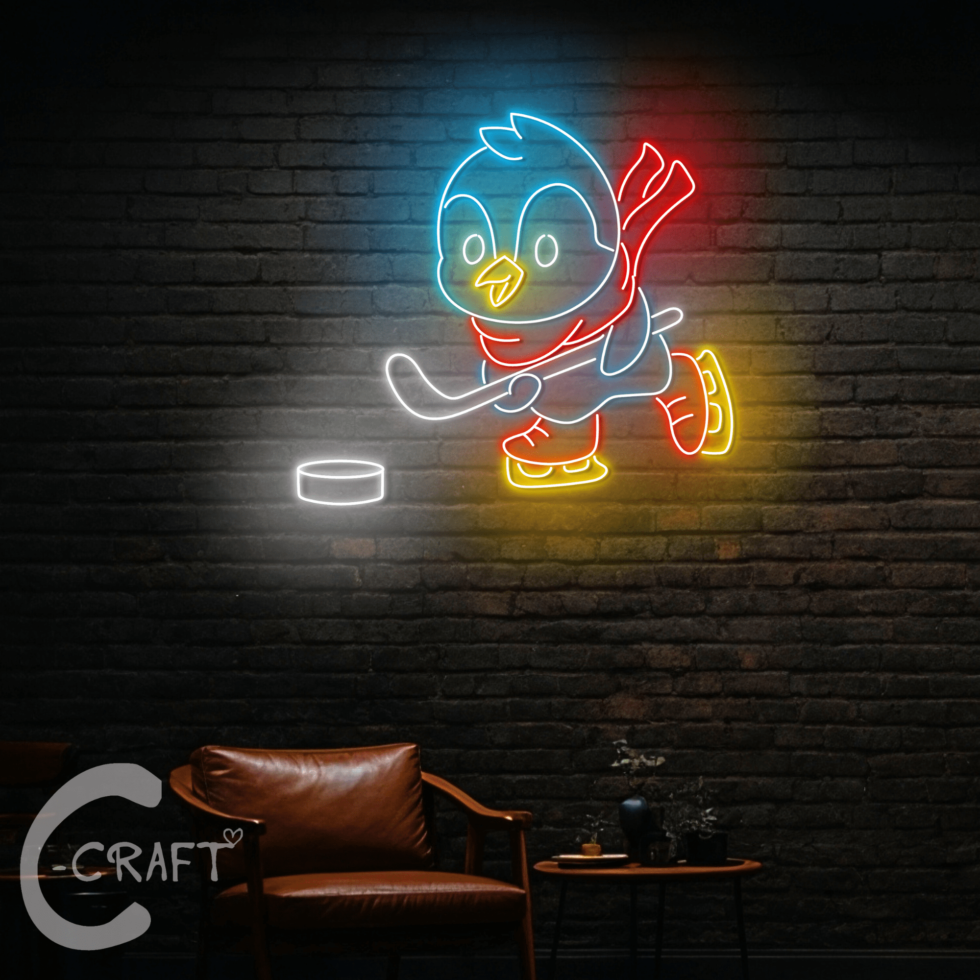 C-CRAFT Penguin Play Ice Hockey Neon Led Light Up 30 inch for Ice ...