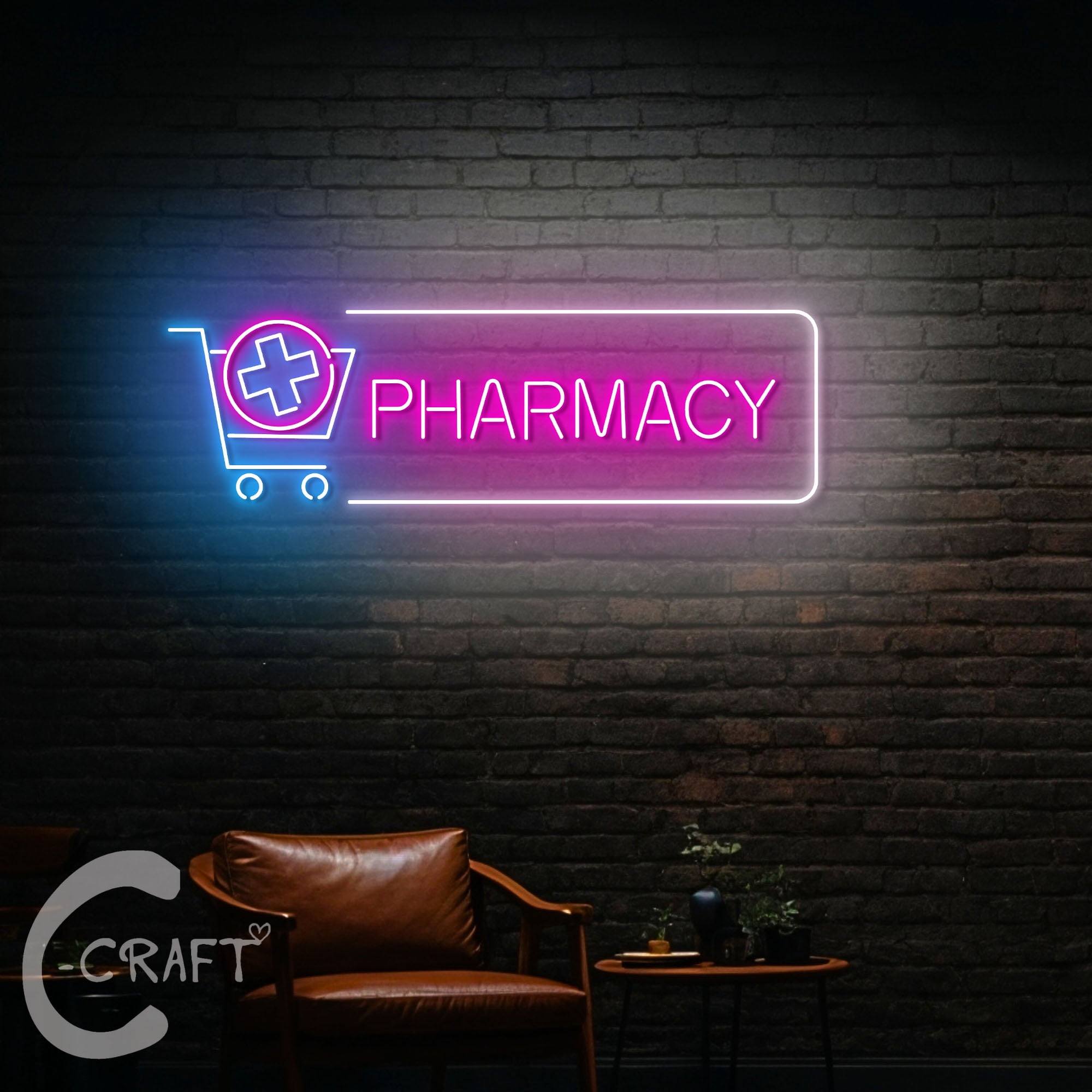 C-CRAFT Pharmacy Logo Neon Led Light Up 25 inch for Pharmacist Medical ...