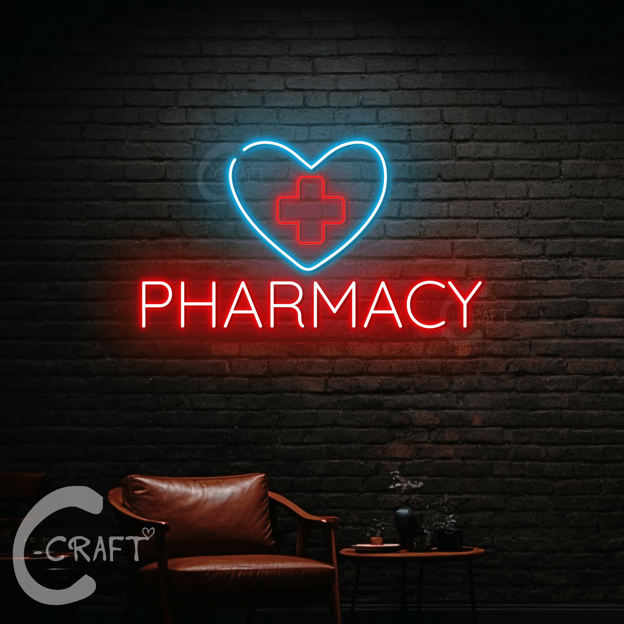 C-CRAFT Pharmacy Neon Sign Led Light Up 40 inch for Medicine Store Wall ...