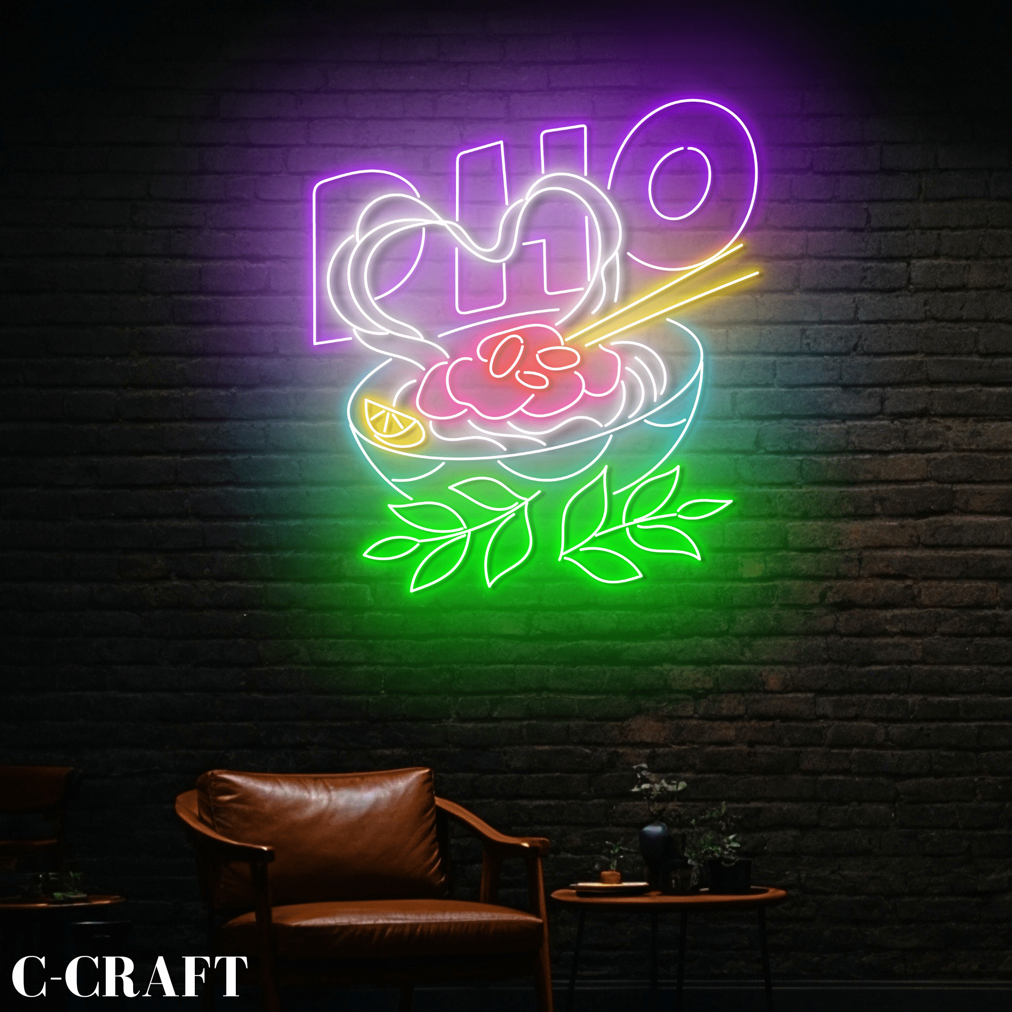 C-CRAFT Pho Bowl Heart Neon Led Light for Vietnamese Pho Restaurant ...