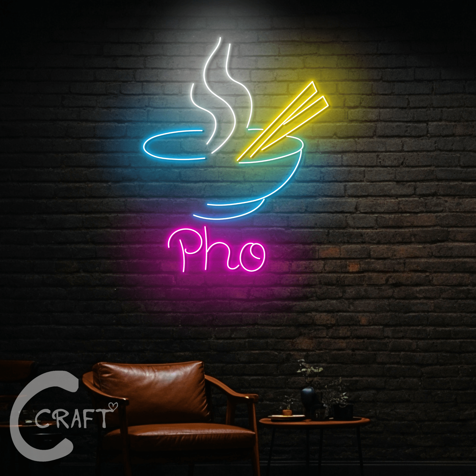 C-CRAFT Pho Neon Led Light Up 20 inch for Vietnamese Pho Restaurant ...