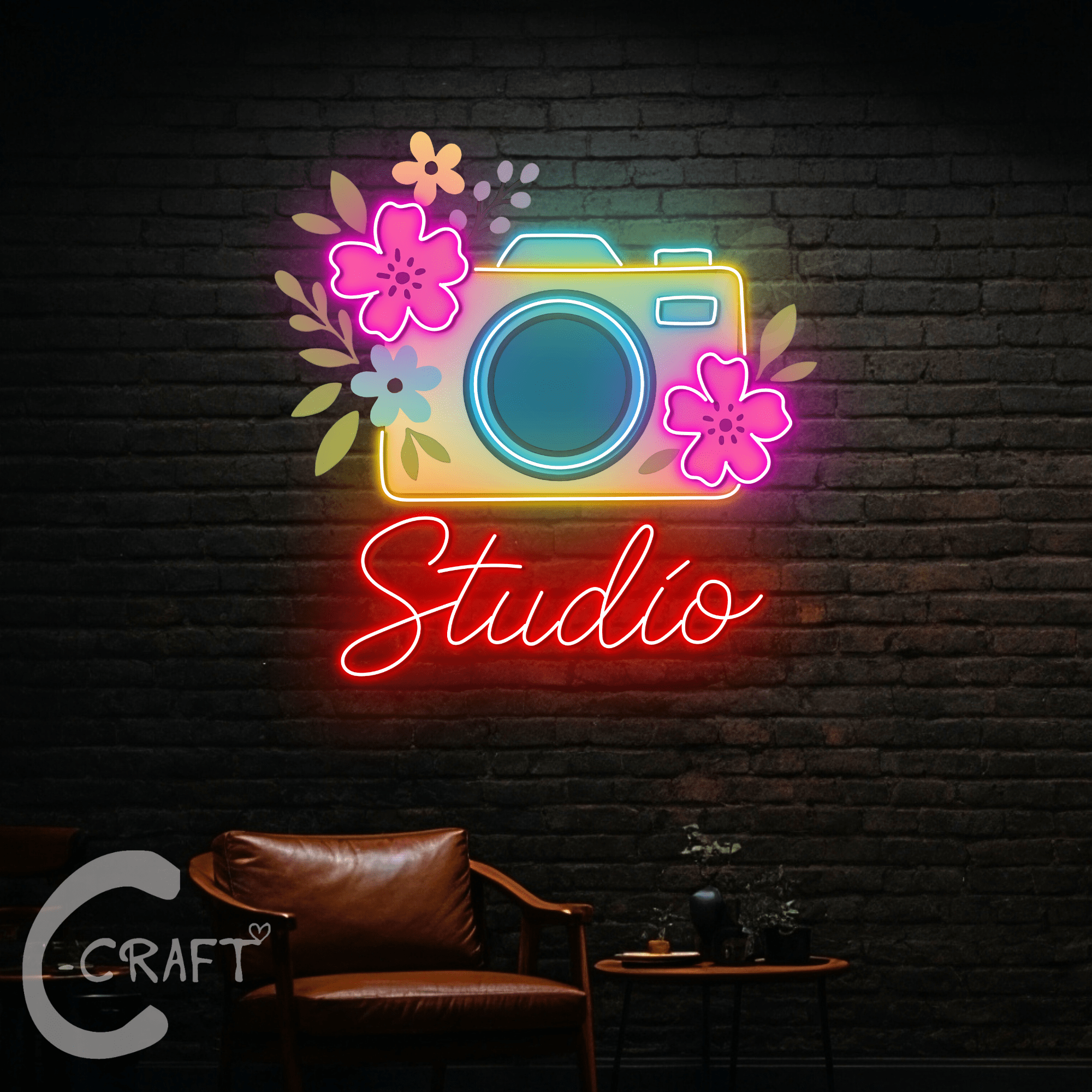 C-CRAFT Photo Studio Acrylic Led Light Sign 20 inch for Studio Wall ...