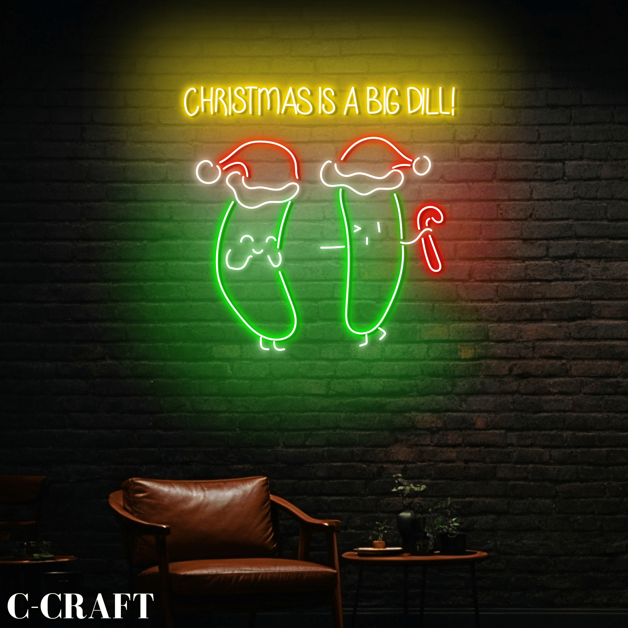 C-CRAFT Pickle Christmas Neon Sign LED Light Acrylic Wall Decoration ...