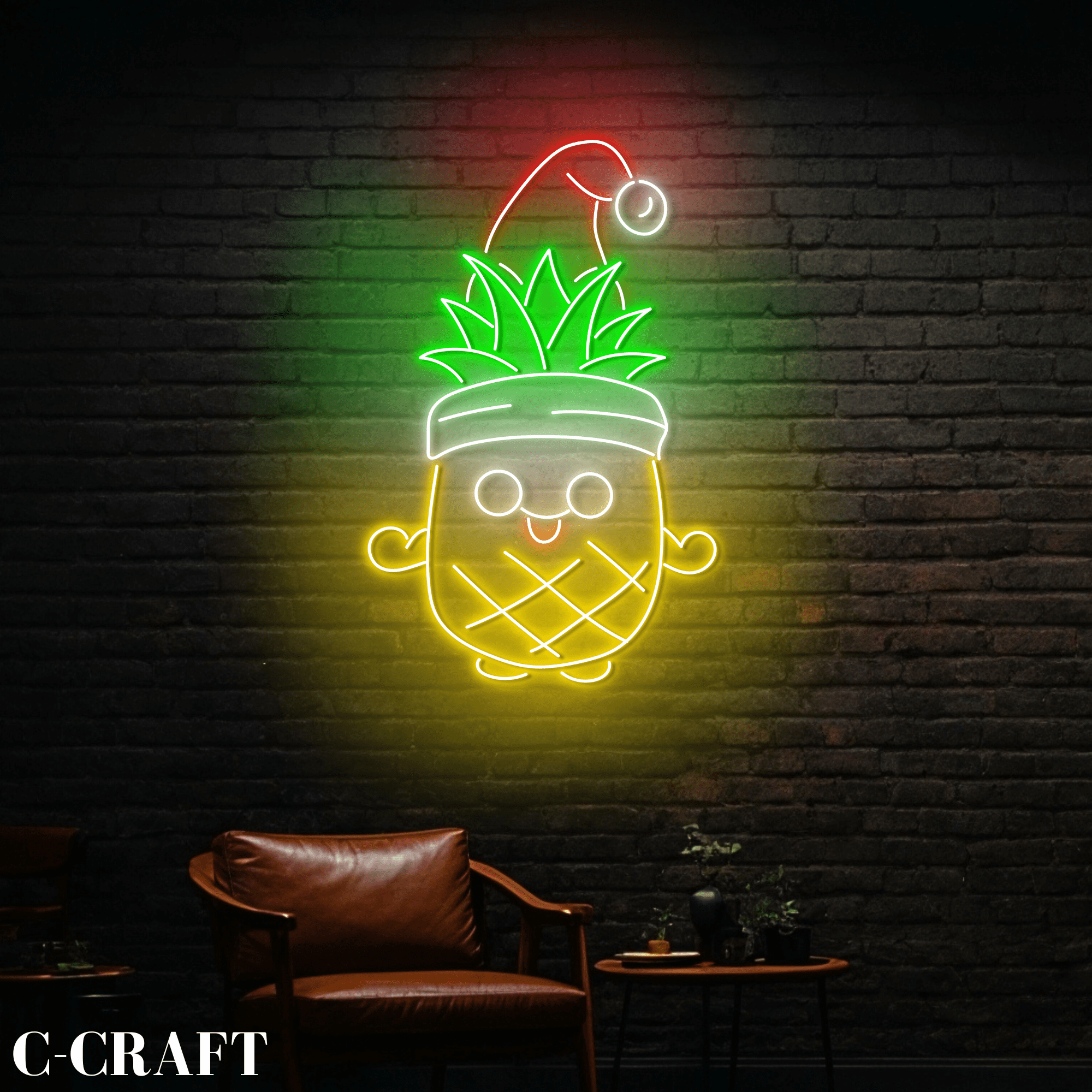 C-CRAFT Pineapple Christmas Wall Art Led Light Neon Sign For Pineapple ...