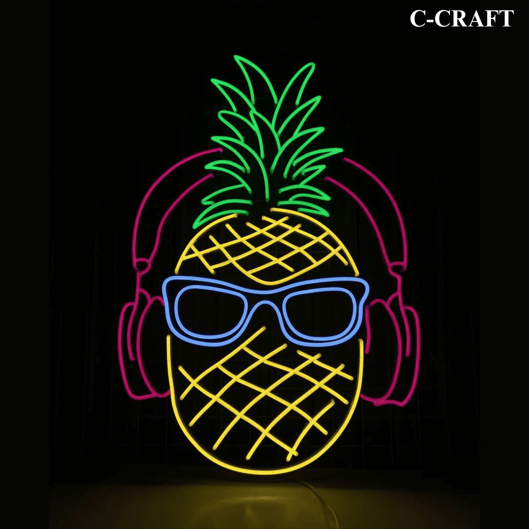 C-CRAFT Pineapple Music Neon LED Light Acrylic Wall Decorations For ...