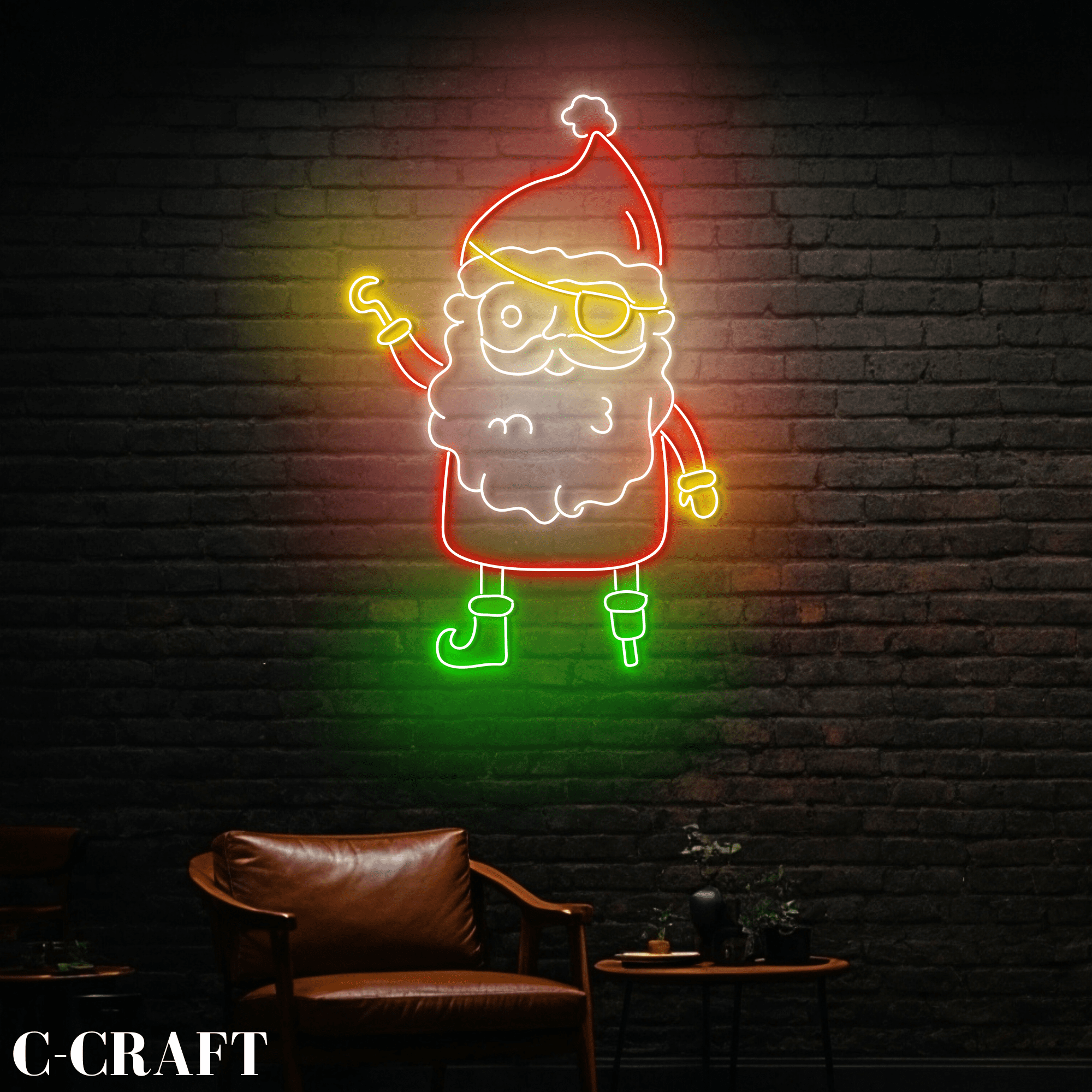 C-CRAFT Pirate Santa Claus Neon Sign Led Light Sign Wall Art for ...