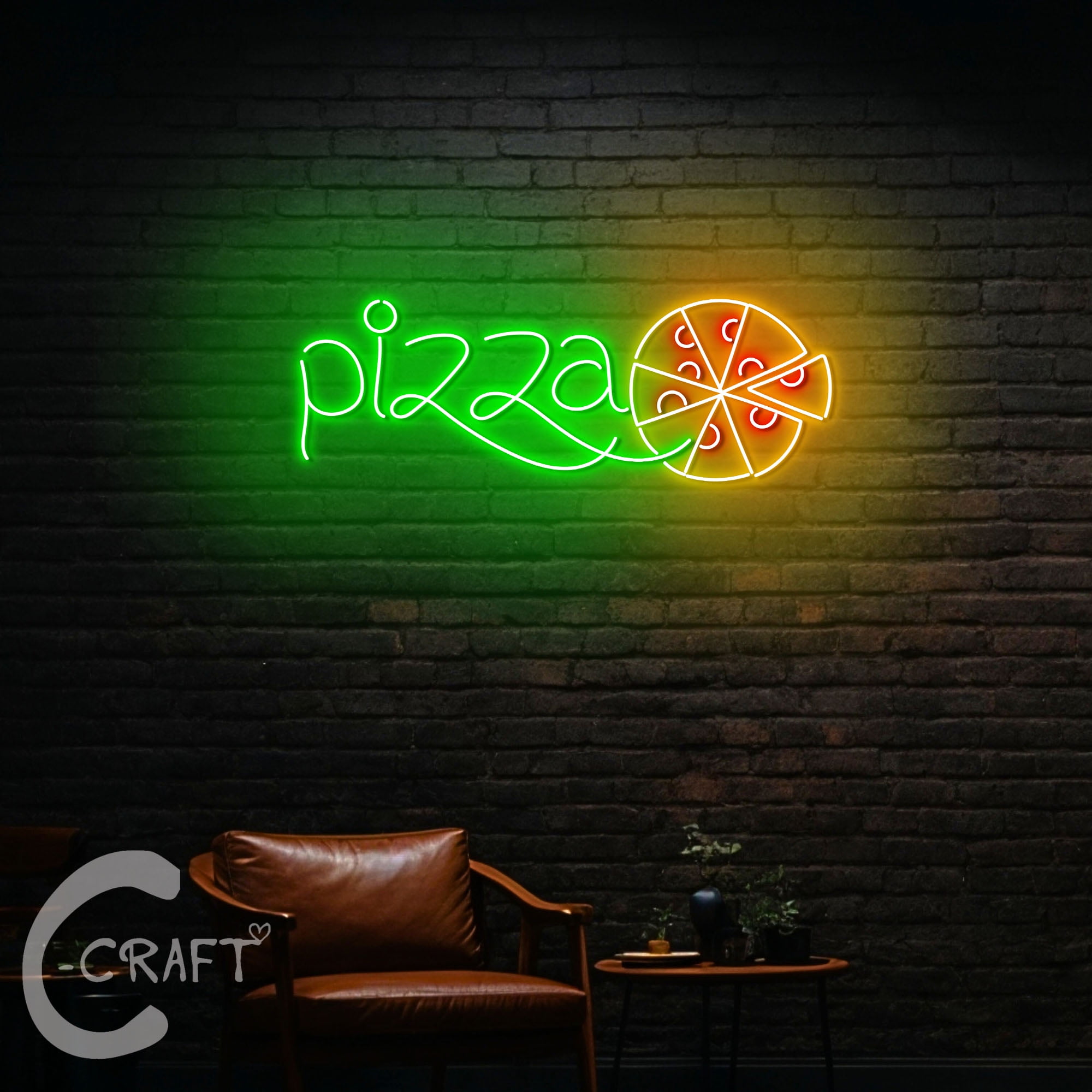 C-CRAFT Pizza Neon Led Light Up 30 inch for Pizza Restaurant Kitchen ...