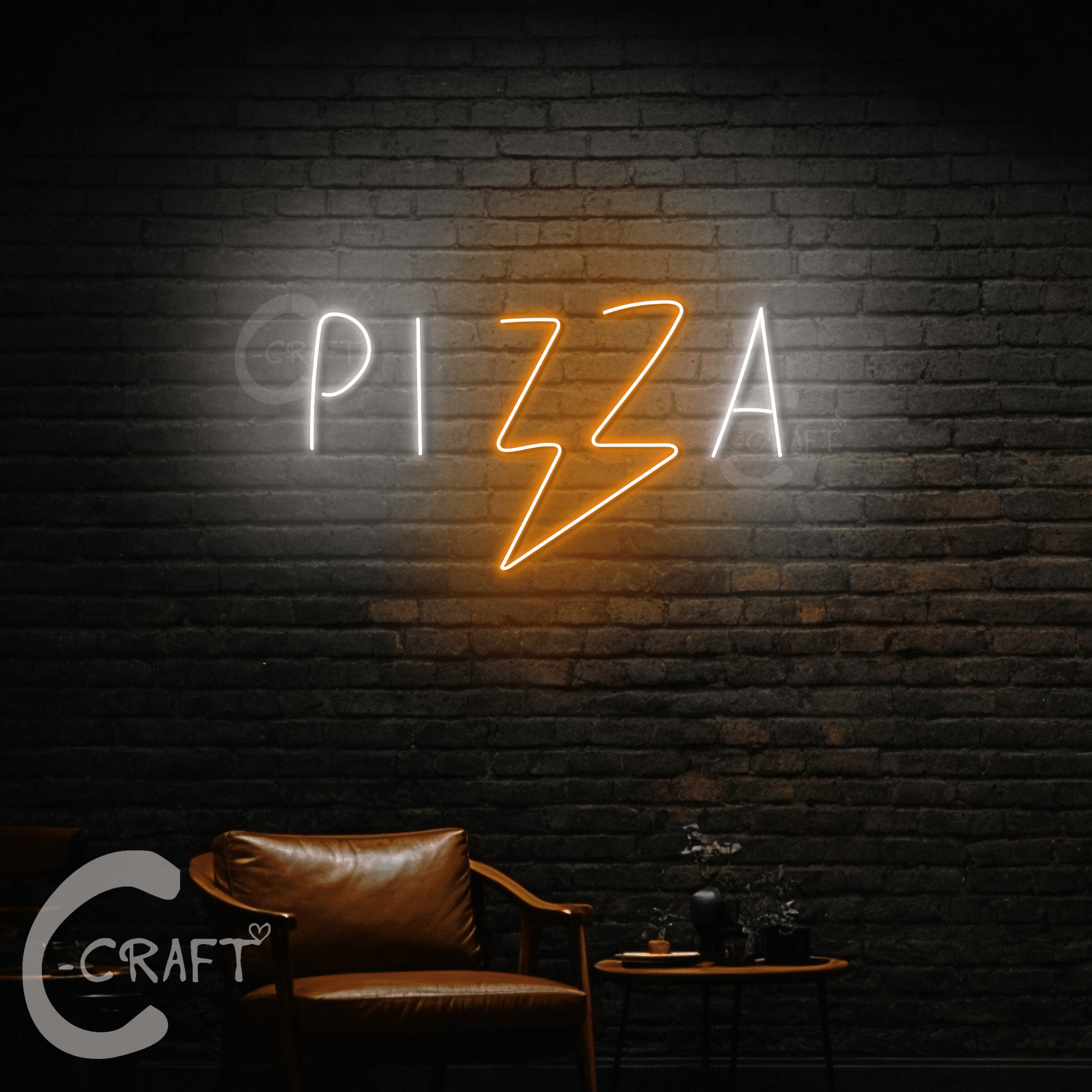 C-CRAFT Pizza Neon Sign Led Light Up 20 inch for Pizza Restaurant Wall ...