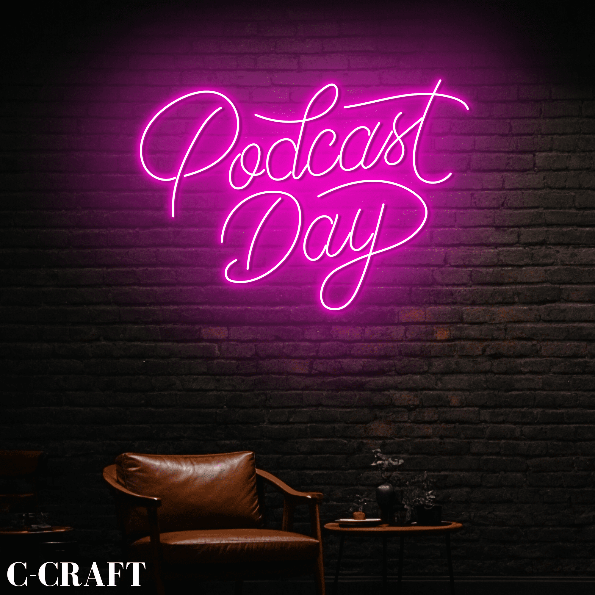 C-CRAFT Podcast Day Neon Led Light for Podcast Music Room Wall Art ...