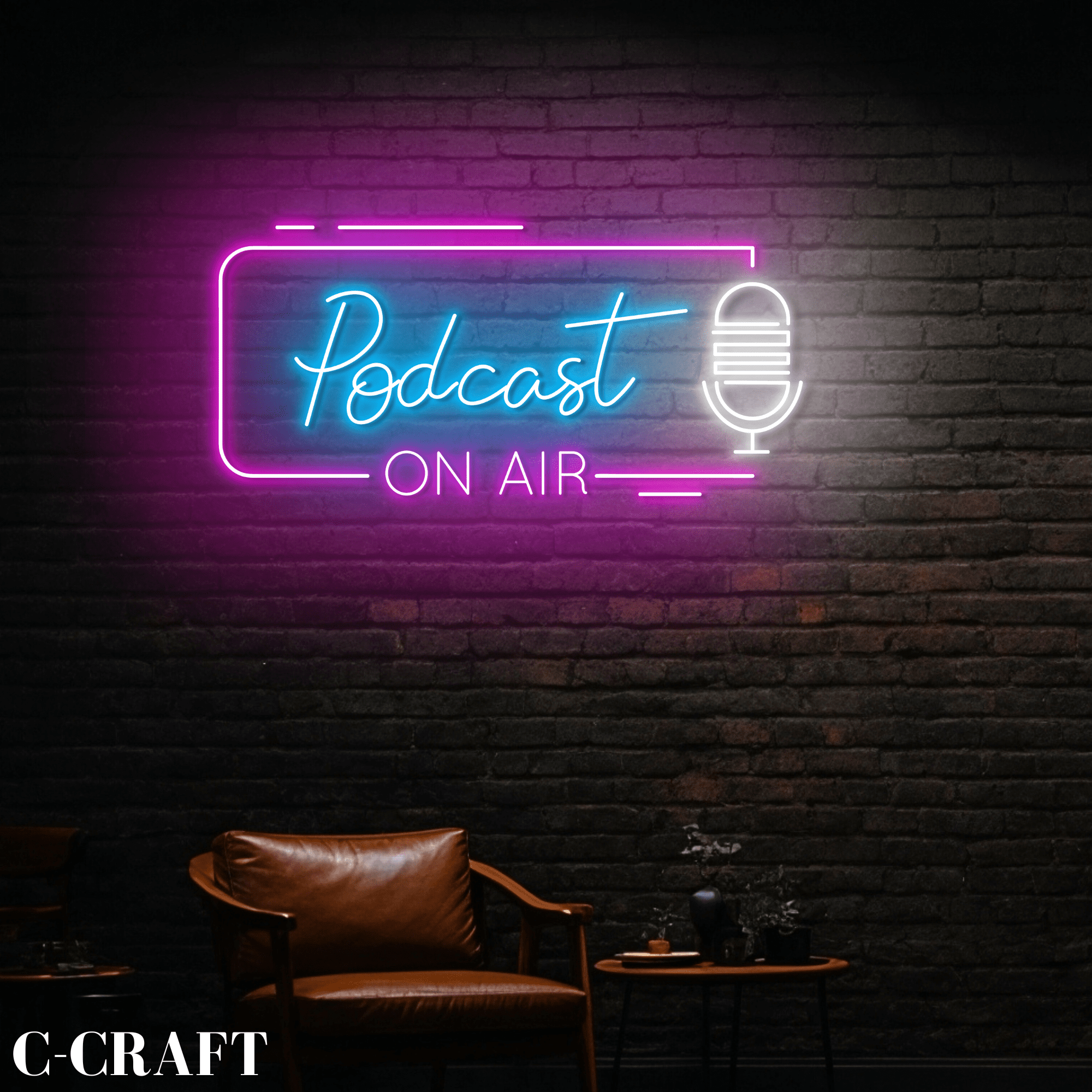 C-CRAFT Podcast On Air Wall Art Led Light Neon Sign For Podcast Room ...