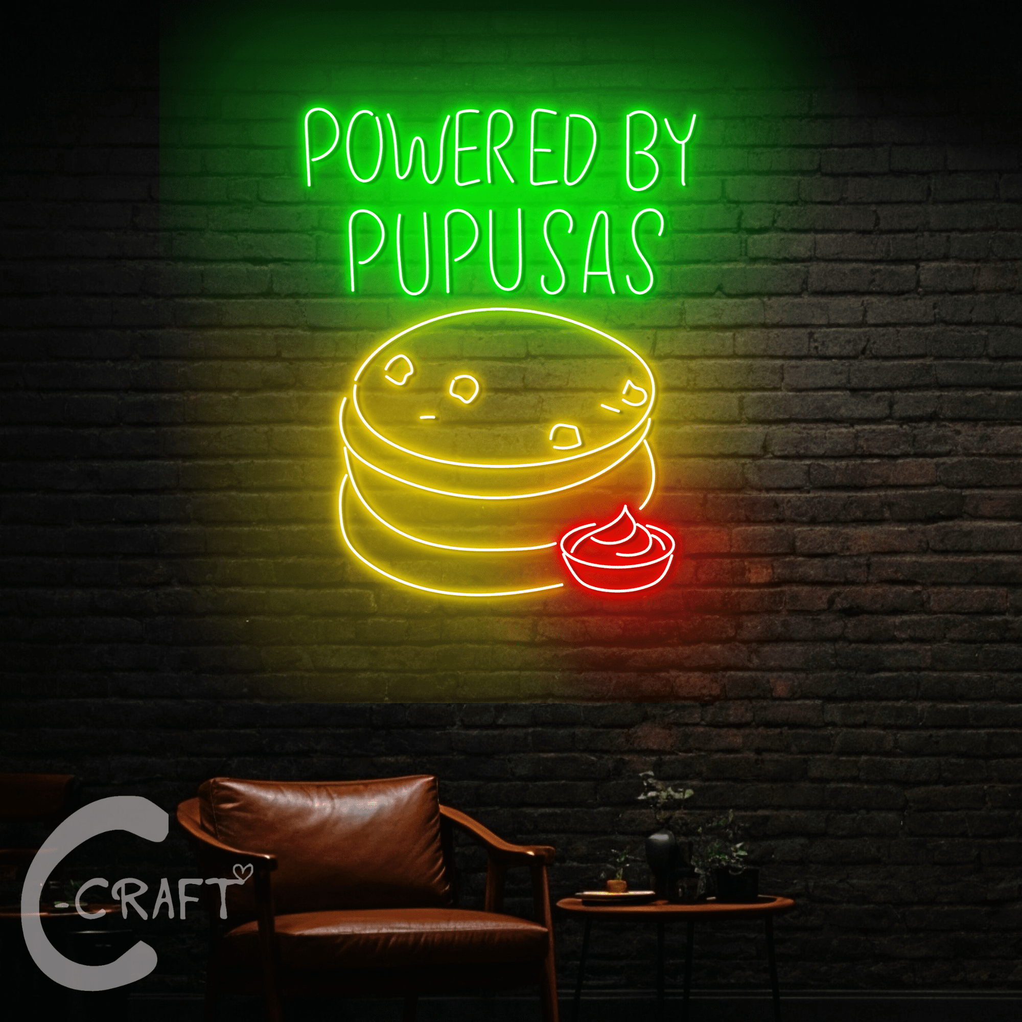 C-CRAFT Powered By Pupusas Neon Led Light Up 40 inch for Pupusa ...