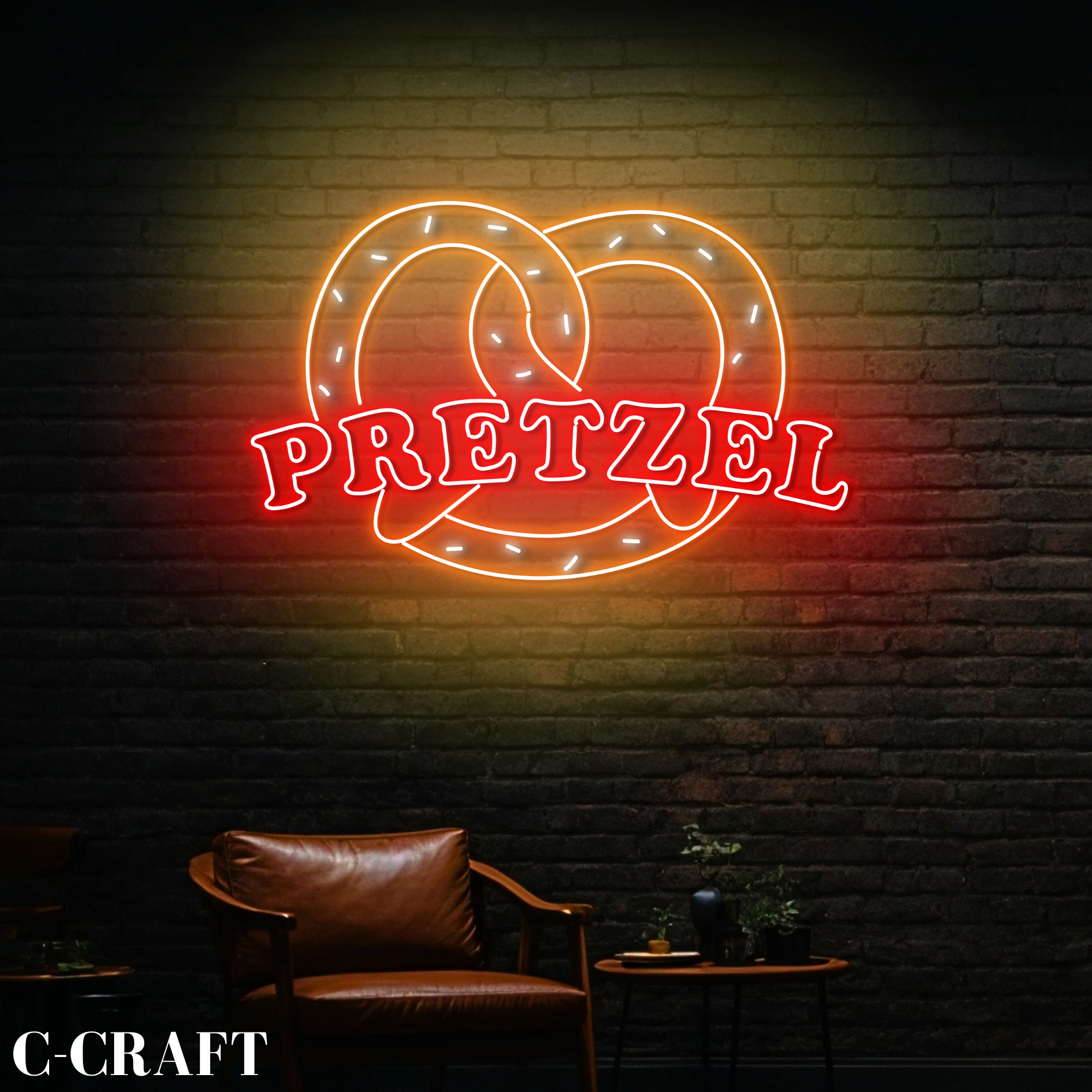 C-CRAFT Pretzel Wall Art Led Light Neon Sign For Open Pretzel Bakery ...